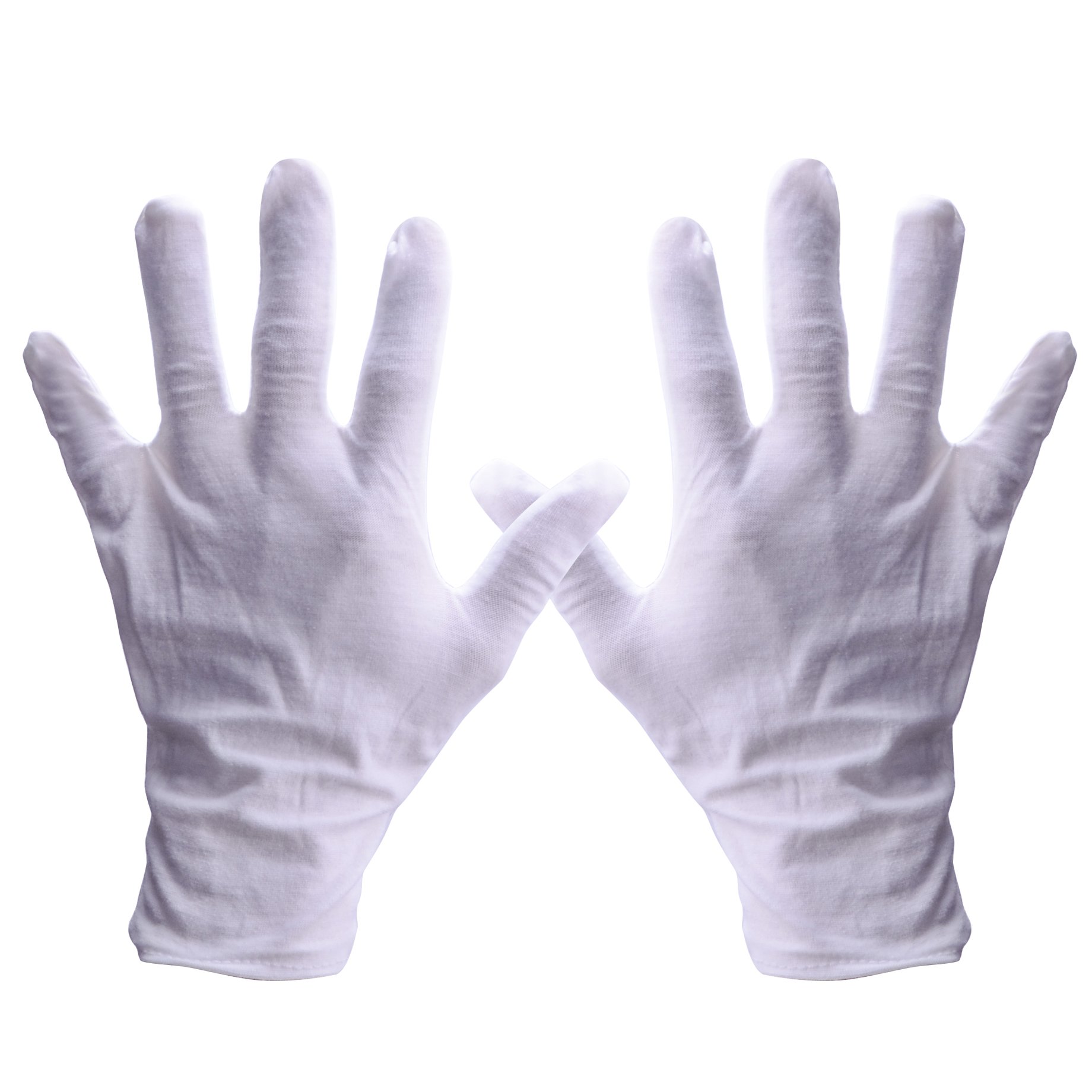 Zealor 12 Pairs Cotton Gloves Thickened Stretchable Lining Glove, Coin Jewelry Silver Inspection Gloves, Large Size