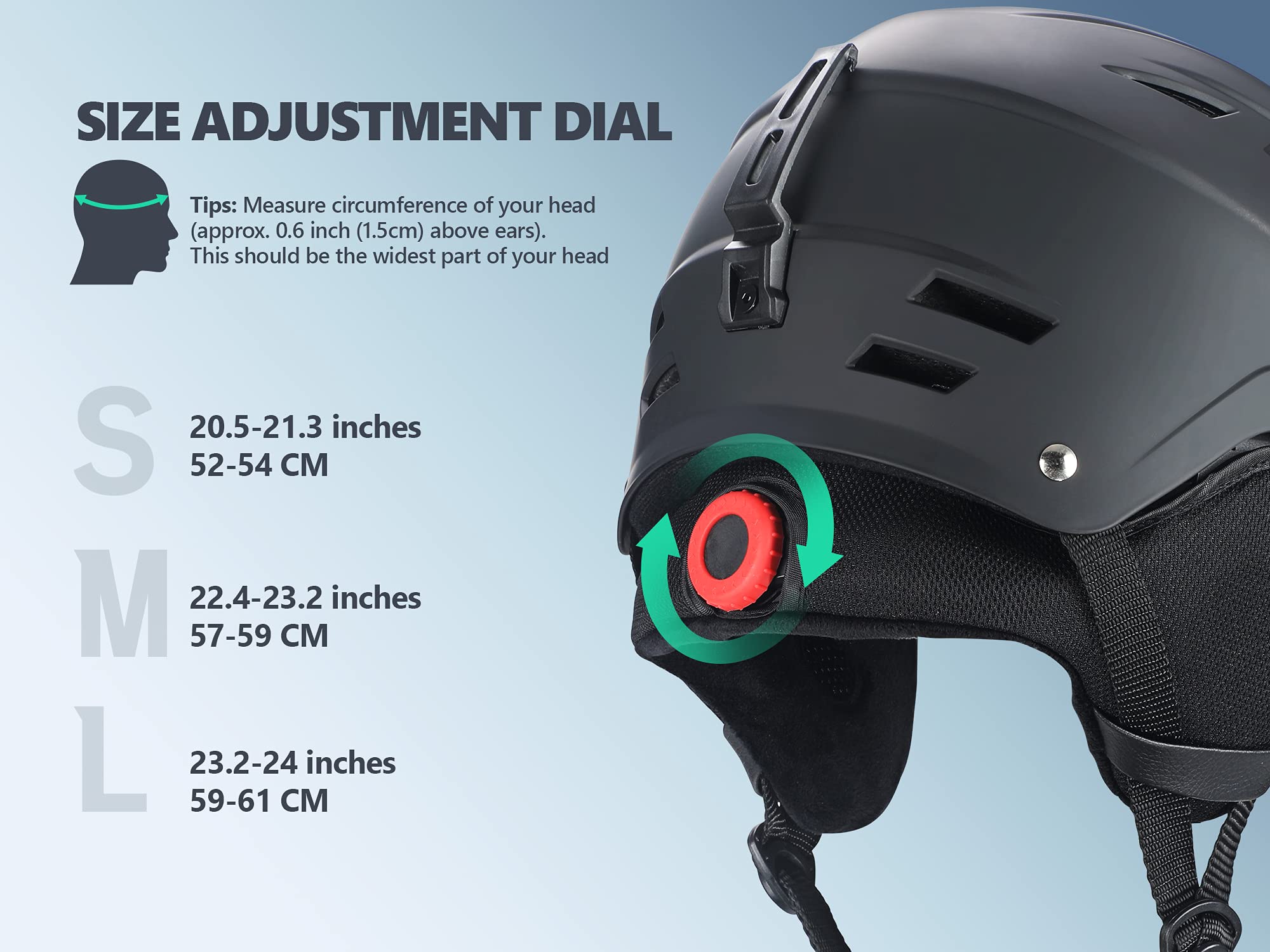 VELAZZIO Valiant Ski Helmet, Snowboard Helmet - Black, S (20.5-21.3 inches)