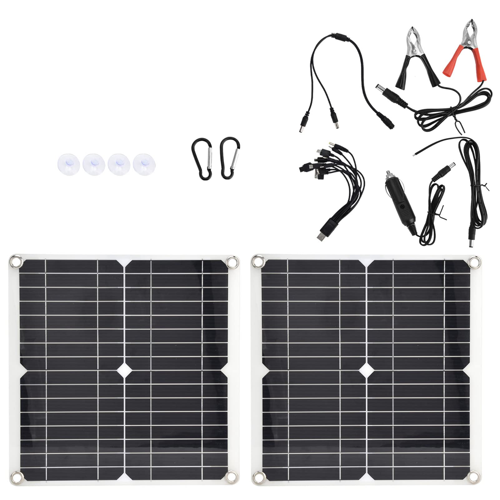 VTOSEN 2Pcs 15W Flexible Solar Panel Portable Solar Charging Board - Monocrystalline Solar Power Accessory for Emergency Charging, Camping Supplies, and Solar Panel Generator
