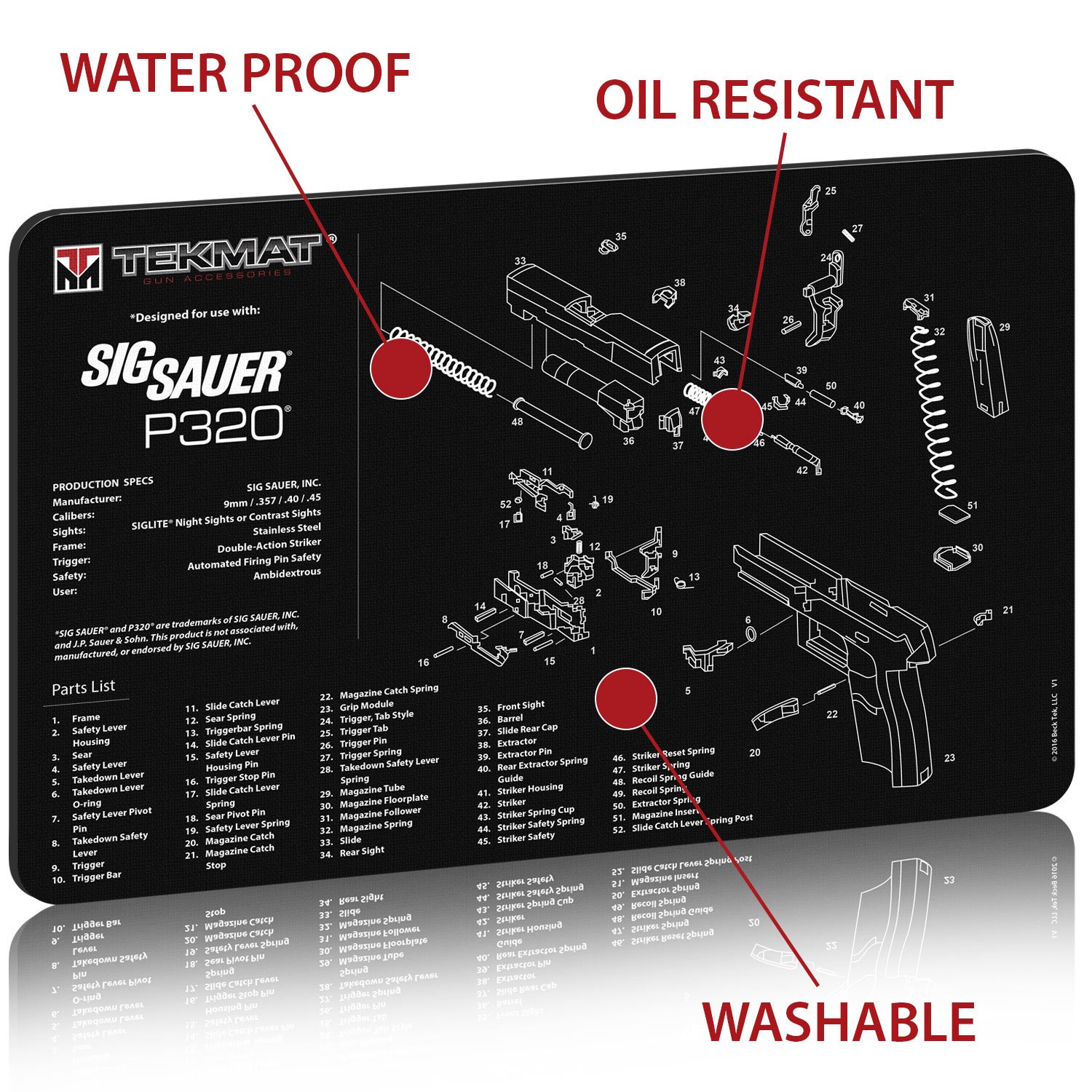 TekMat Cleaning Mat for use with Sig Sauer P320, Black