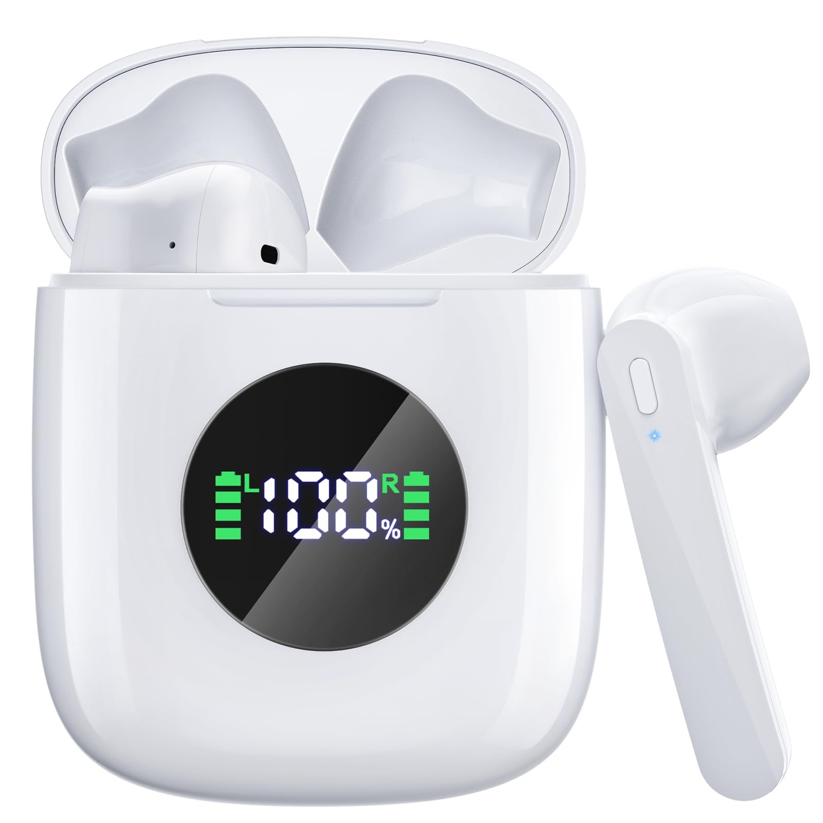 Wireless Earbuds, Bluetooth 5.3 Headphones Ear buds with 50Hrs Battery Life Deep Bass Earphones with Charging Case & LED Power Display Waterproof Microphone Headset for TV Tablet Phone CAP0X0