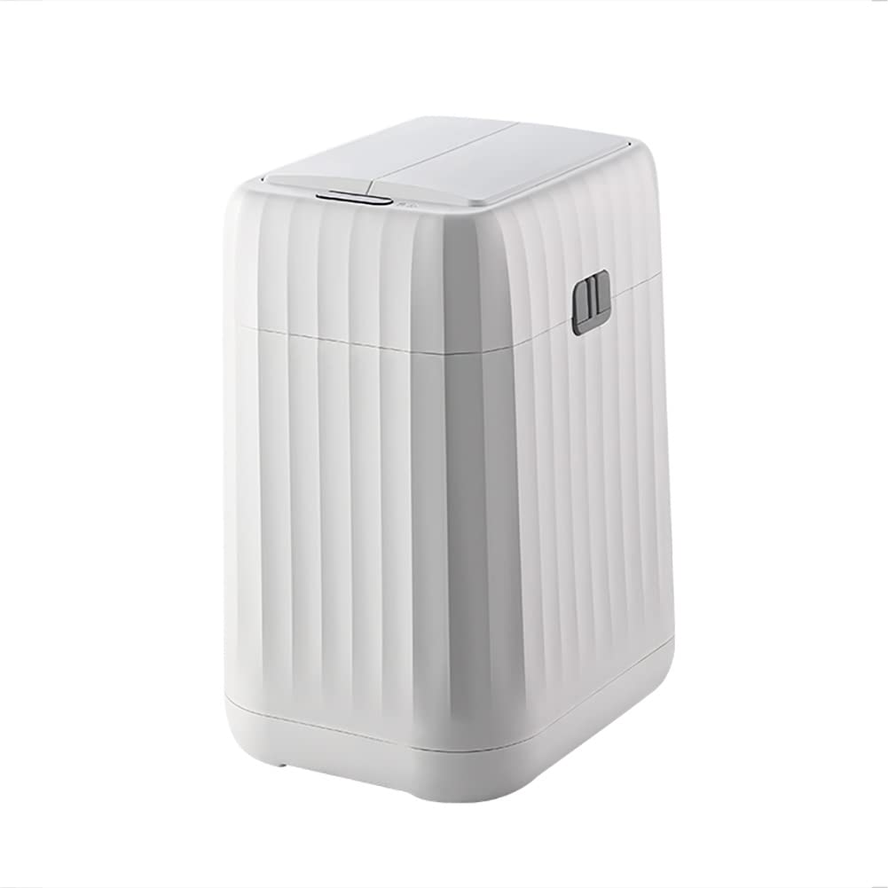 Touchless Bathroom Trash Can with Lid, 4 Gallon Plastic Automatic Garbage Bin, Waterproof Motion Sensor Wastebasket Rubbish Bin for Kitchen, Living Room, Bedroom, Office (No Battery)