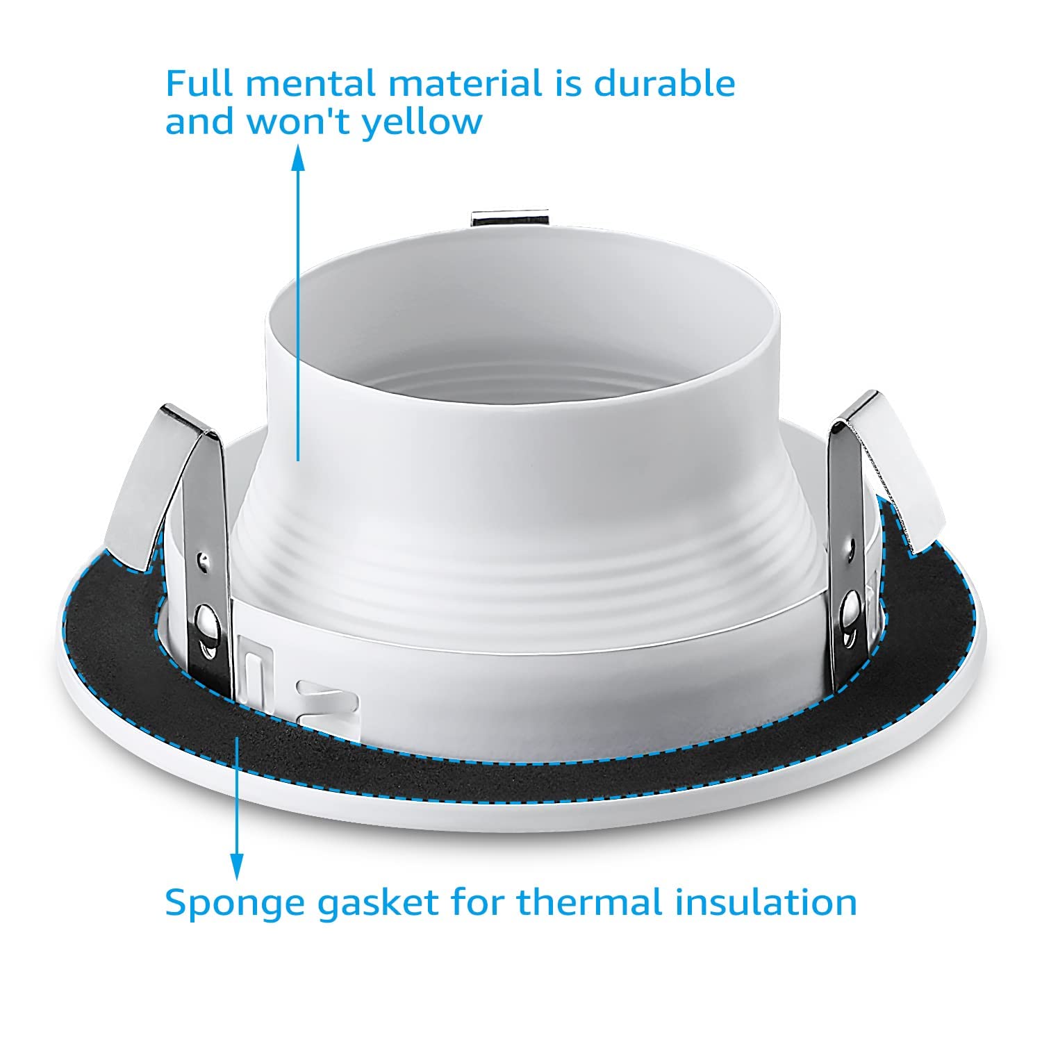 TORCHSTAR 12-Pack 4 Inch Classic White Recessed Light Trim, Metal Can Light Trim, Step Baffle with Ring, Fit Halo/Juno Remodel Recessed Housing, 4 Inch Light Trim for PAR16, PAR20, R20, White