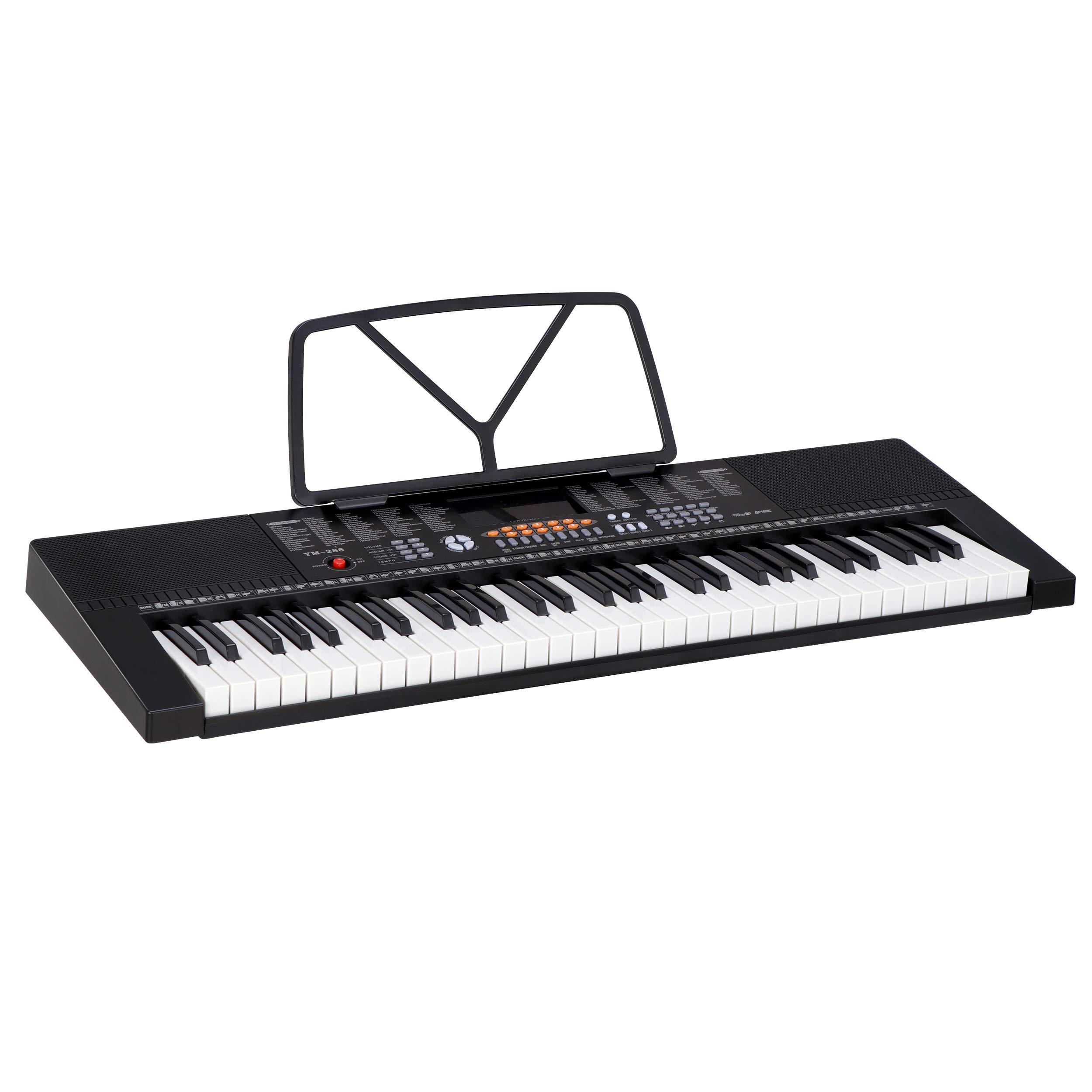 Smartxchoices 61-Key Electronic Keyboard Piano Stand Portable LED Display Keyboard Kit with Adjustable Stand, Adjustable Stool, Headphones, Microphone & Music Stand