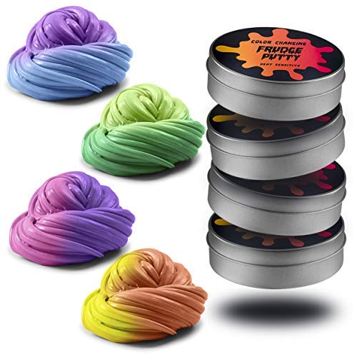 Squeeze Craft Color Changing Frudge Putty Heat Sensitive - 4 Pack Slime Putty - 2 Oz per Container - for Sensory and Tactile Stimulation, Event Prizes, Slime Parties, Educational Game, Fidget Toy