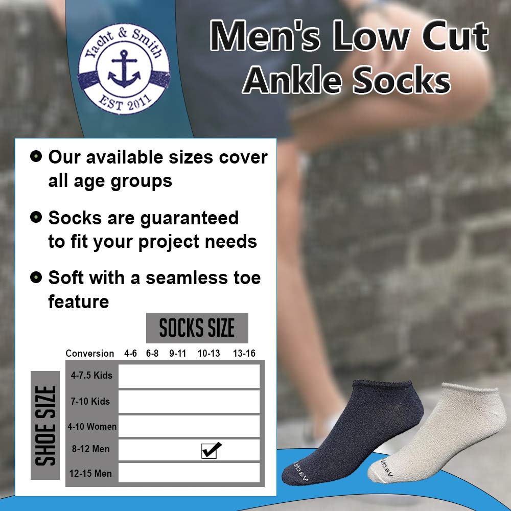 Yacht & Smith 12 Pair Men's Low Cut Ankle Socks Thin Comfortable Lightweight Breathable Wholesale Bulk Sport Socks