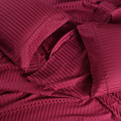 Royal Hotel Bedding Stripe Sheets - Top Split-King: Adjustable King Bed Sheets - 4PC Bed Sheet Set - 100% Cotton - 600 Thread Count - Deep Pocket, Top Split King, Lilac