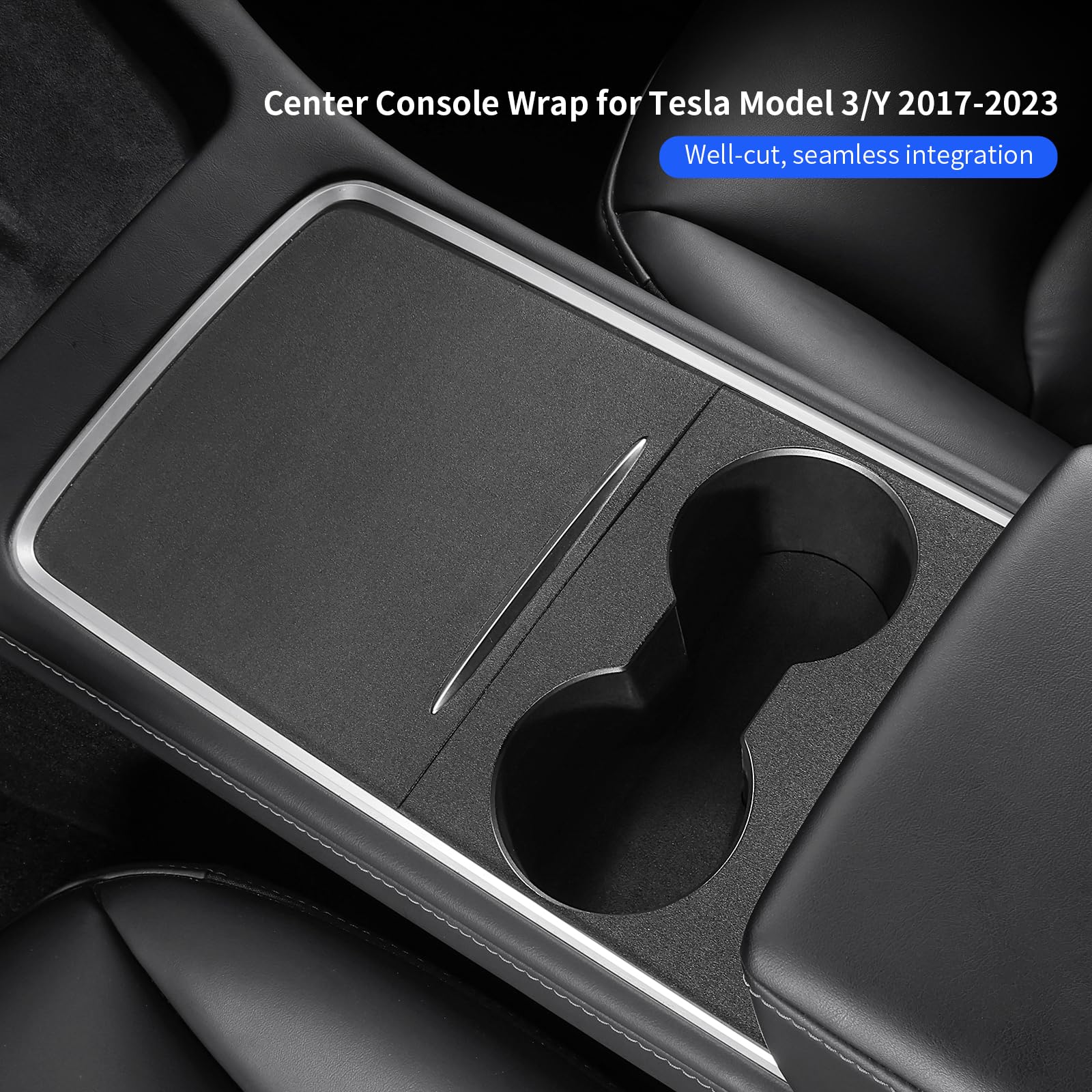 ushilife Armrest Cover Center Console Armrest Box Case Protector Lid Pad + Center Console Wrap Kit for Tesla Model 3 Model Y 2017-2020 Alcantara Suede Fabric Interior Decoration