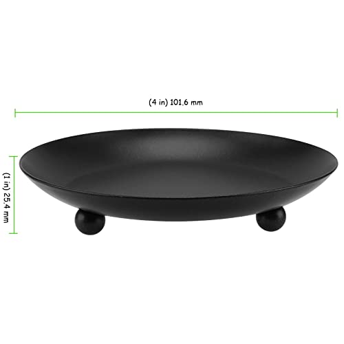 TAICHEUT 8 Pack Black Iron Plate Candle Holders, Round Candle Stands, Large Candle Plates, Decorative Candlestick Plates for Wax Candles, Wedding, Dinning, Parties, Home Decor