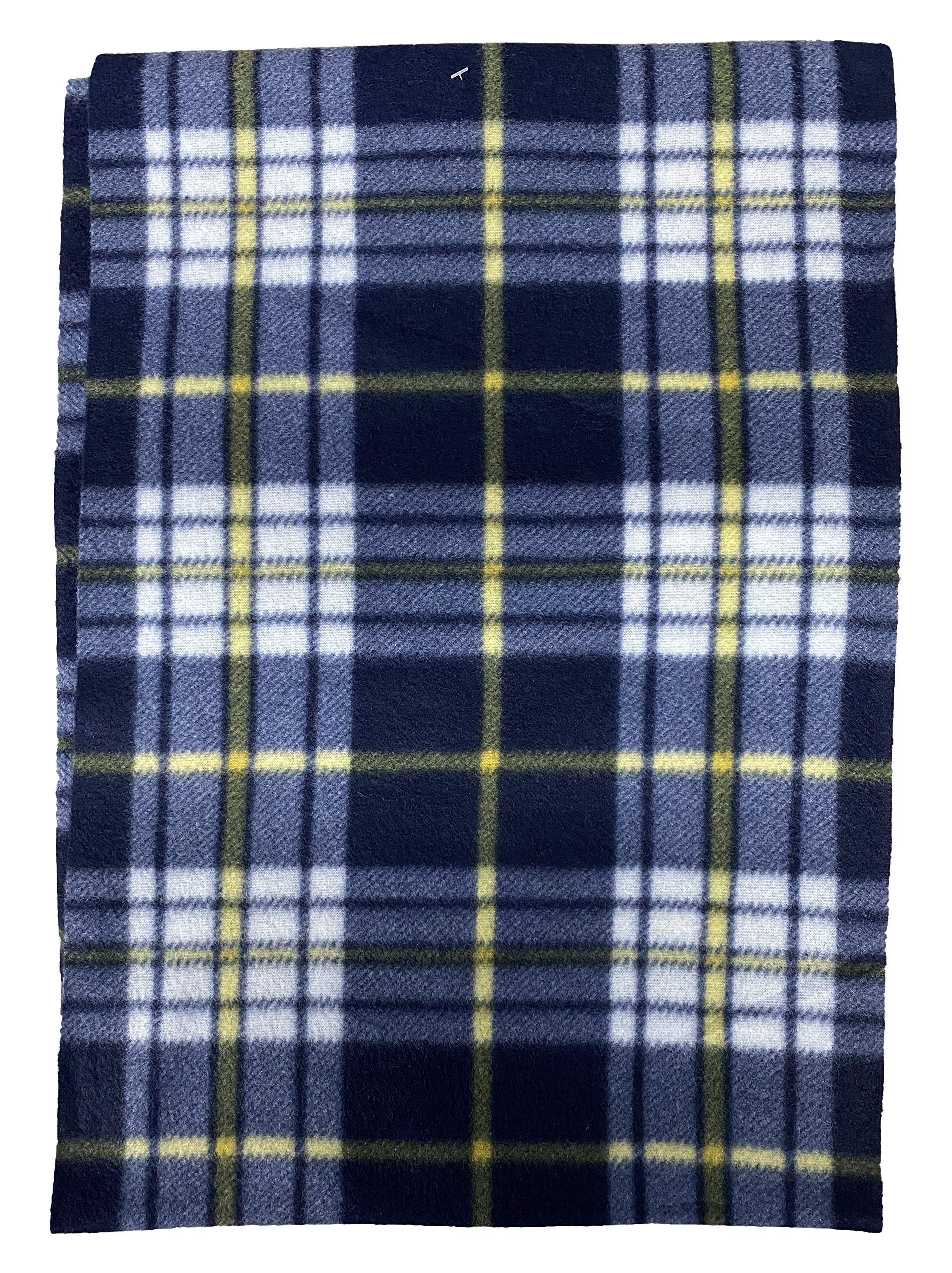 Yacht & Smith Warm Fleece Knit Winter Neck Scarfs and Bulk, Unisex Black, Plaid Stripe Design (12 PACK FLEECE PLAID)