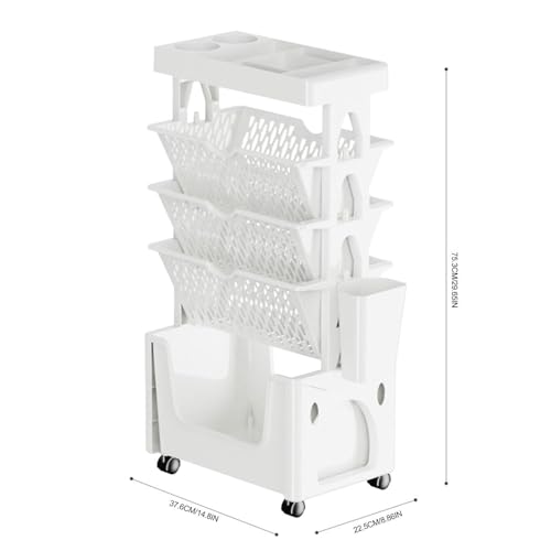 Storage Rolling Cart, 5 Tiers Moving Cart, Foldable Utility Cart, Multifunctional Rolling Drawer Cart, Removable Rolling Storage Trolley with Wheels, Mobile Storage Organizer, Storage Cart for Books