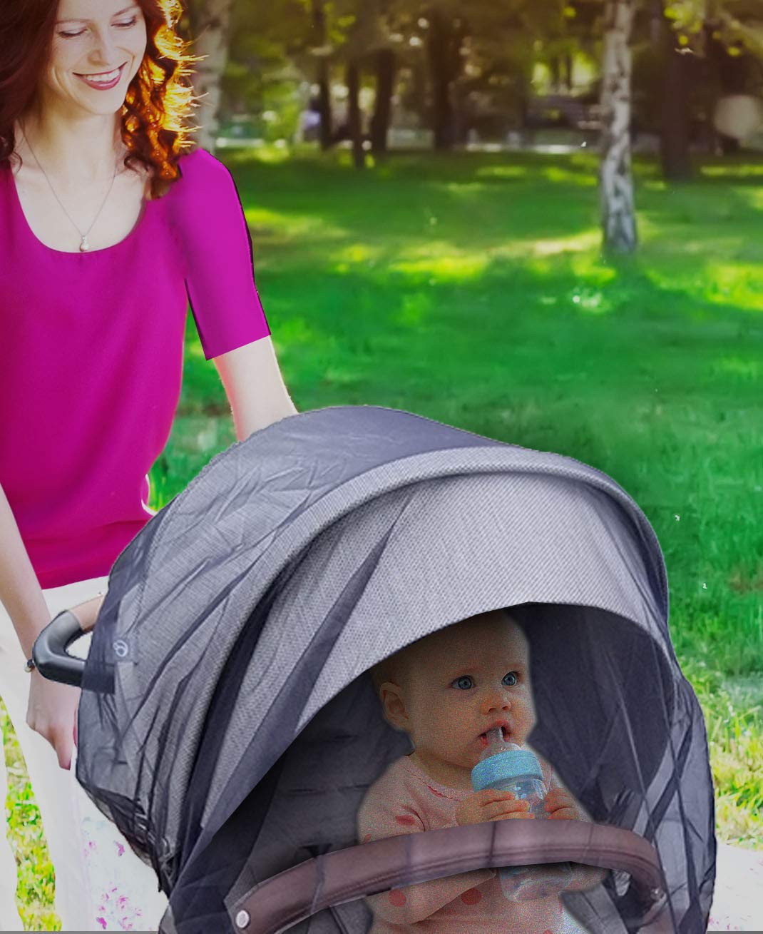 Universal Infant Stroller, Infant Car Seat Mosquito Net Solar Protective Fits Strollers, Car Seats, Bassinets and Playpens Made in The USA