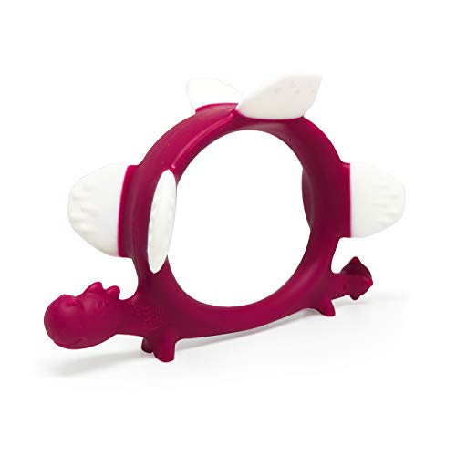 Smily Mia Norman The Dinosaur - Chimney Red, Soft & Durable Silicone Teether Toy/Gum Massager/Teething Bracelet for 3M+ Babies.