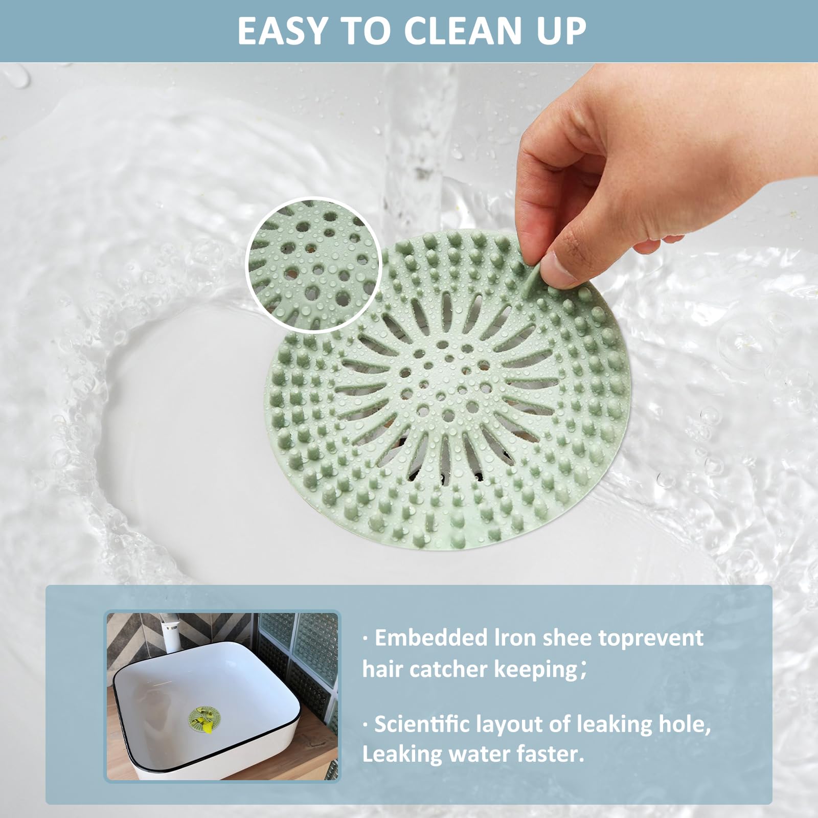 TBLLLY 5PC Shower Drain Hair Catcher Bathroom Accessories Durable Silicone Drain Cover Hair Stopper with Suction Cups for Shower Kitchen Bathroom Small Circle Shape