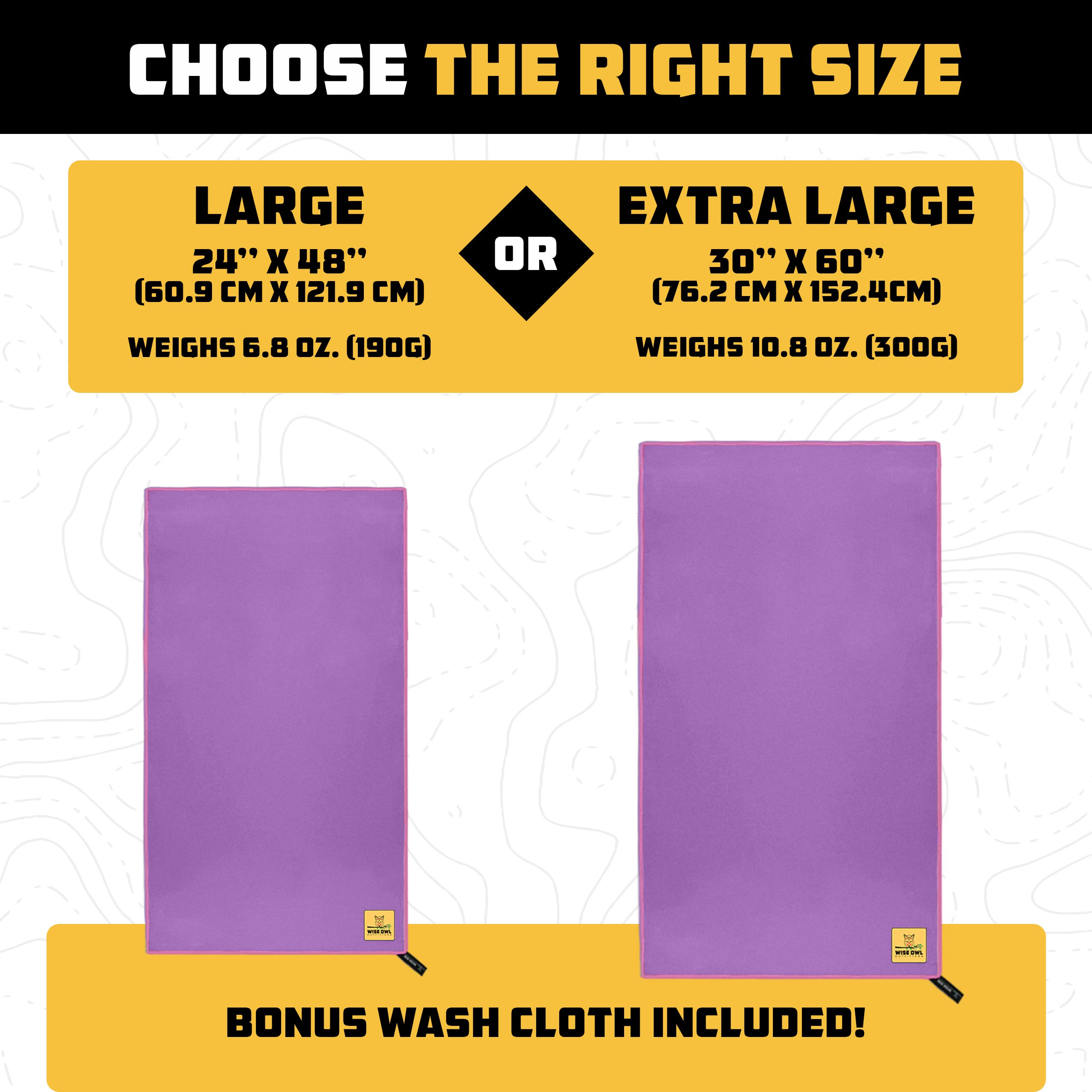 Wise Owl Outfitters Camping Towel - Camping Accessories, Quick Dry Microfiber Towel for Travel, Hiking, Yoga, Workout, and Backpacking, Purple