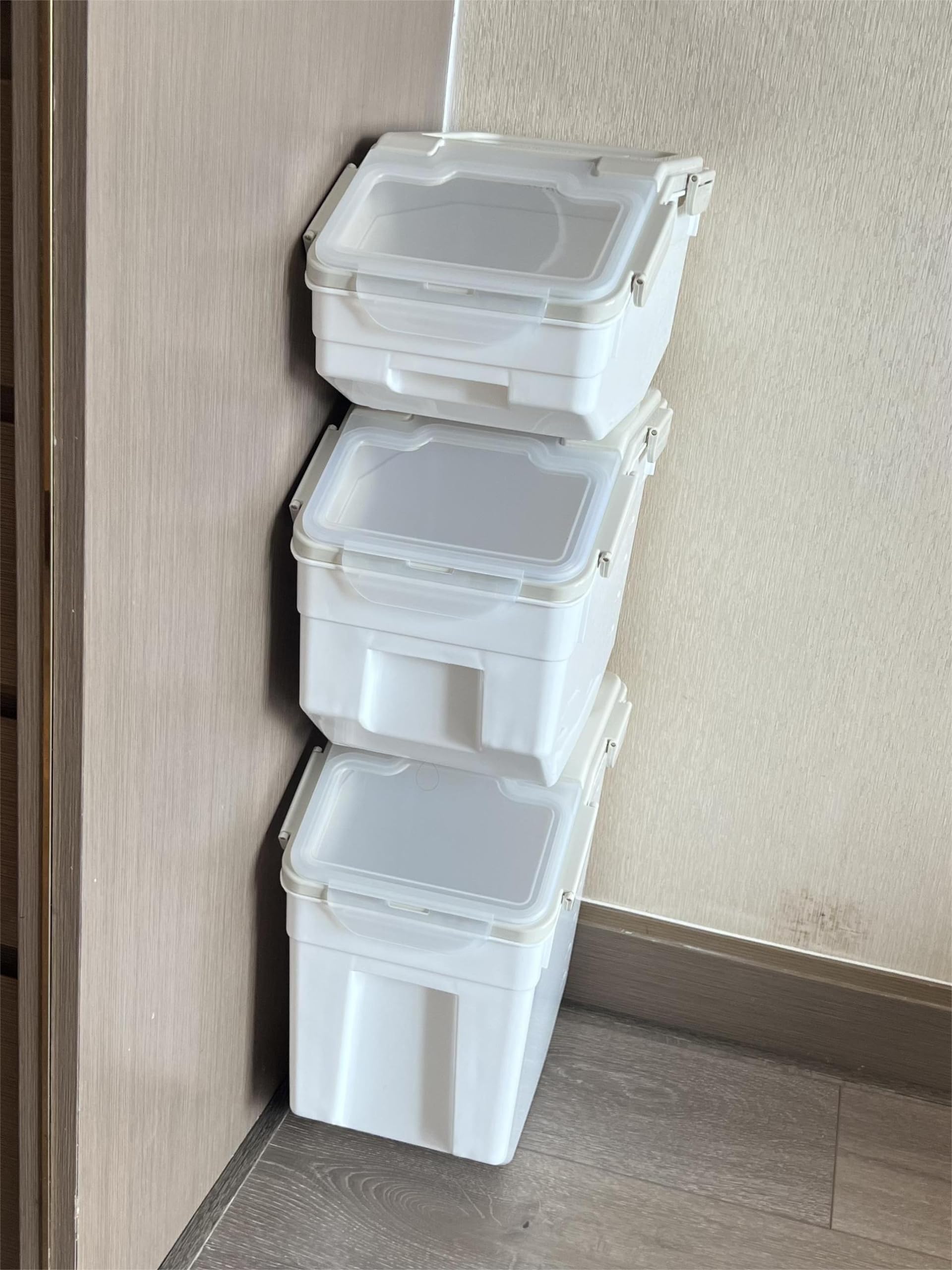 VVX 2-Pack Rice Storage Container 30 lbs Bulk Food Container Bin 15 litres with Measuring Cup - for Rice Flour Cereal Pet Food Dispenser