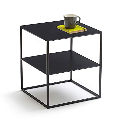 Saladplates-LXM End Tables End Table,Bedside Sofa Side Table with Metal Frame,Coffee Snack Table for Home,Office, Bedroom,Hallway,Living Room,Balcony[Black]