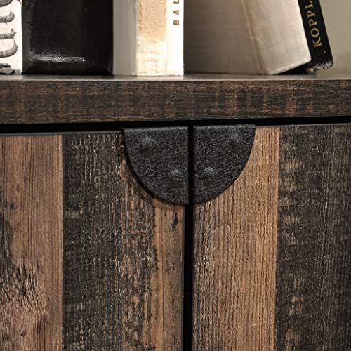 Sauder Steel River Bookcase/Book Shelf with Doors, Carbon Oak Finish,