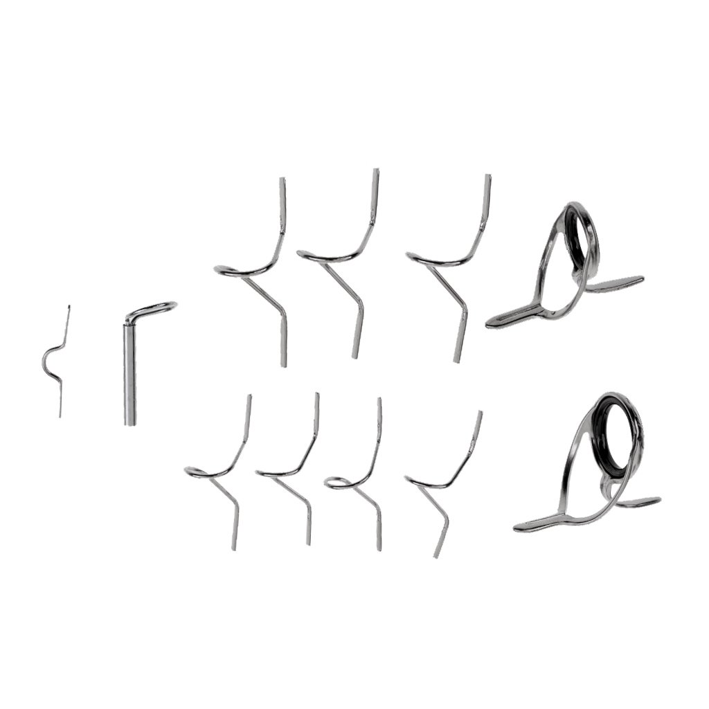Tachiuwa 22 Piece Fly Fishing Rod Guides and Tip Tops Repair Kit DIY Eye Rings Guides, Different Sizes