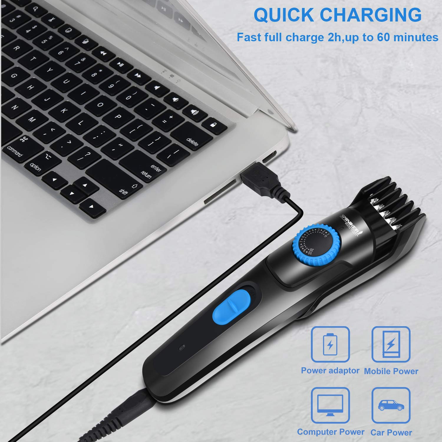 Sminiker Beard Trimmer for Men Cordless Rechargeable Hair Clippers 38 Length Settings Men’s Grooming kit with 2 Guide Combs USB Quick Charge