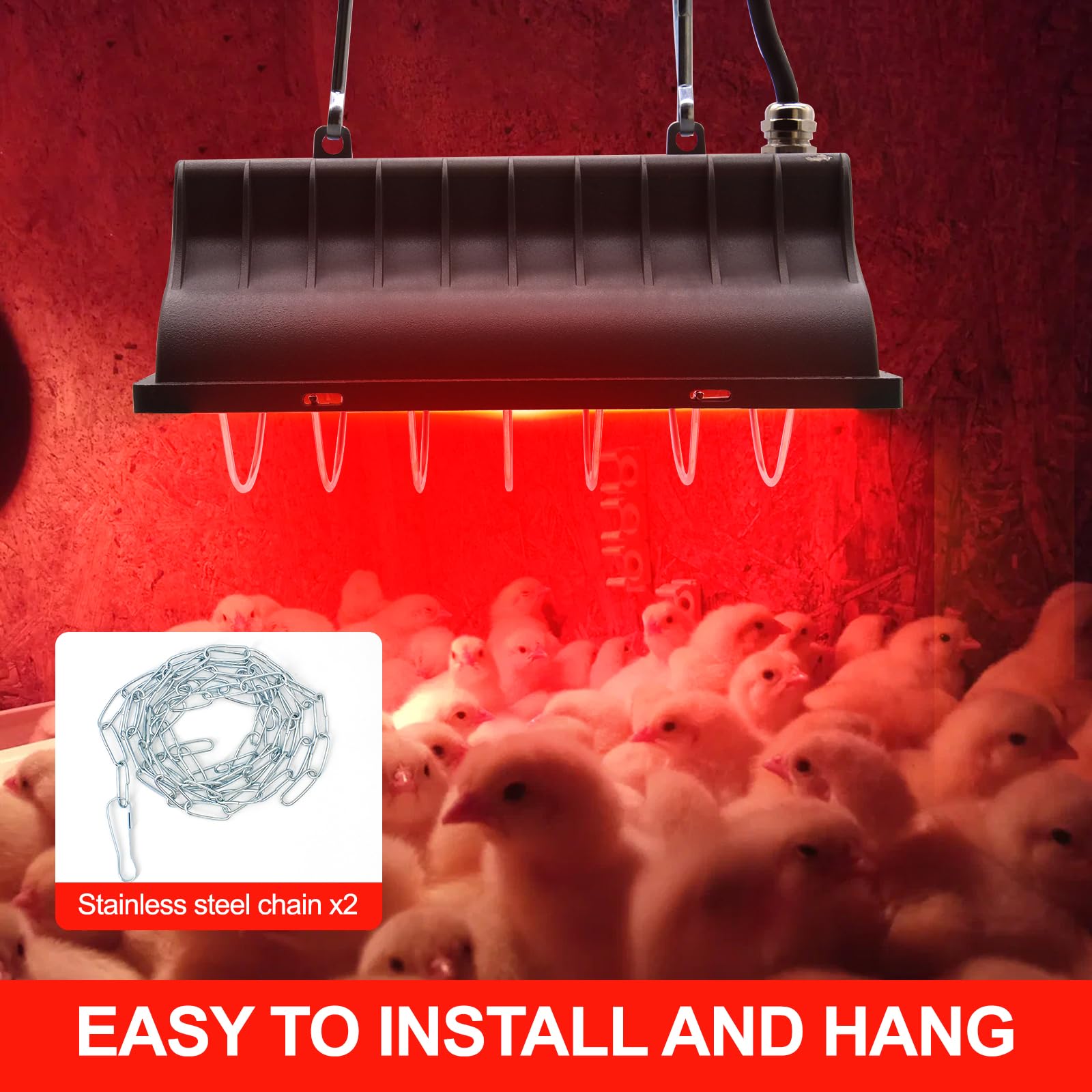 WISMOIER Infrared Heat Lamp for Chickens Coop Chicks Puppies Reptiles Livestock Poultry Bathroom 250 Watt 120V, Sauna Red Light Therapy Bulb