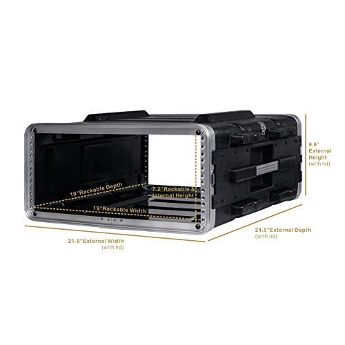 Sound Town Lightweight 2U PA DJ Rack/Road Case with ABS Construction, 19β Depth and Heavy-Duty Latches (STRC-A2U)