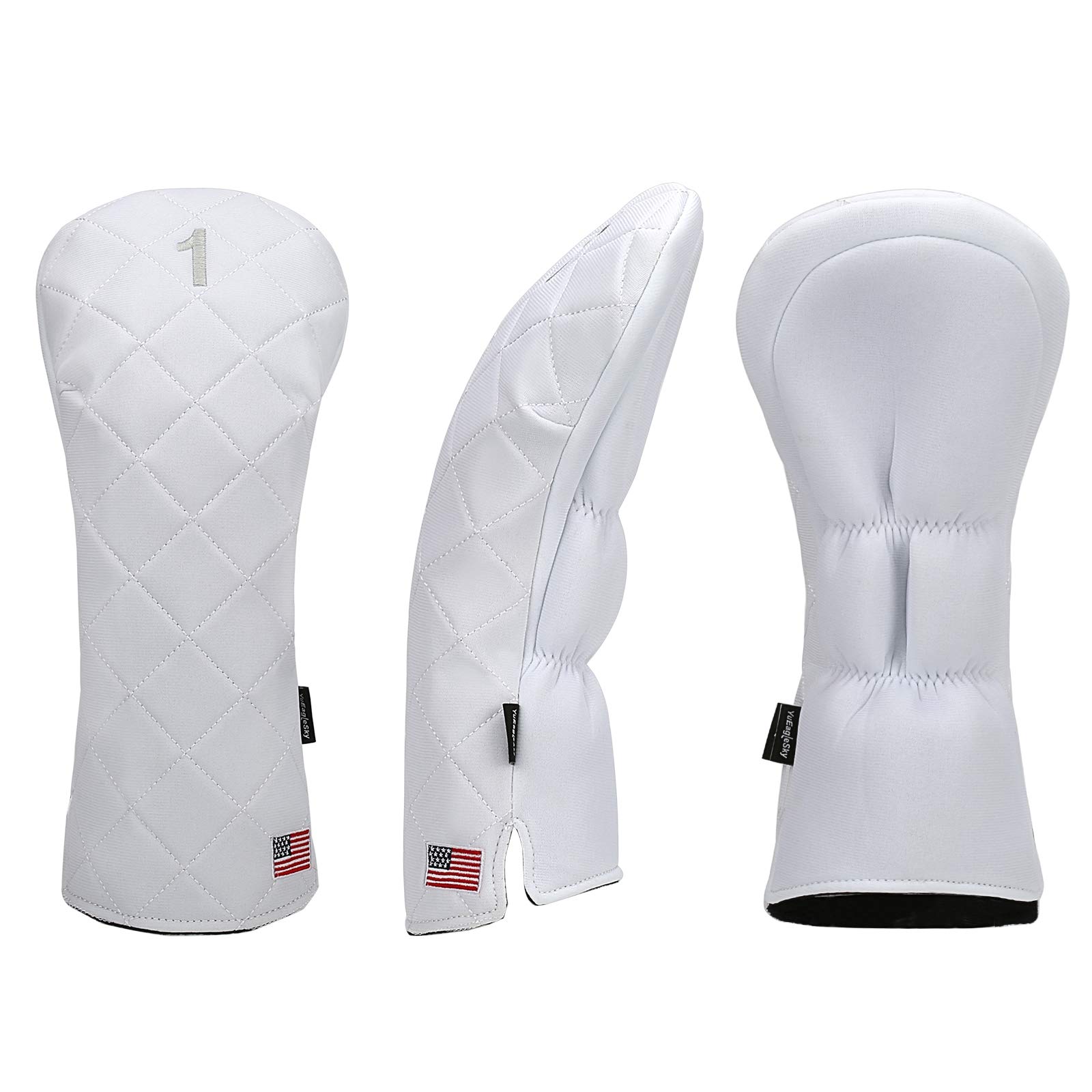 YuEagleSky Golf Head Covers Driver Fairway #3#5 USA Flag for Club Men Women (White)