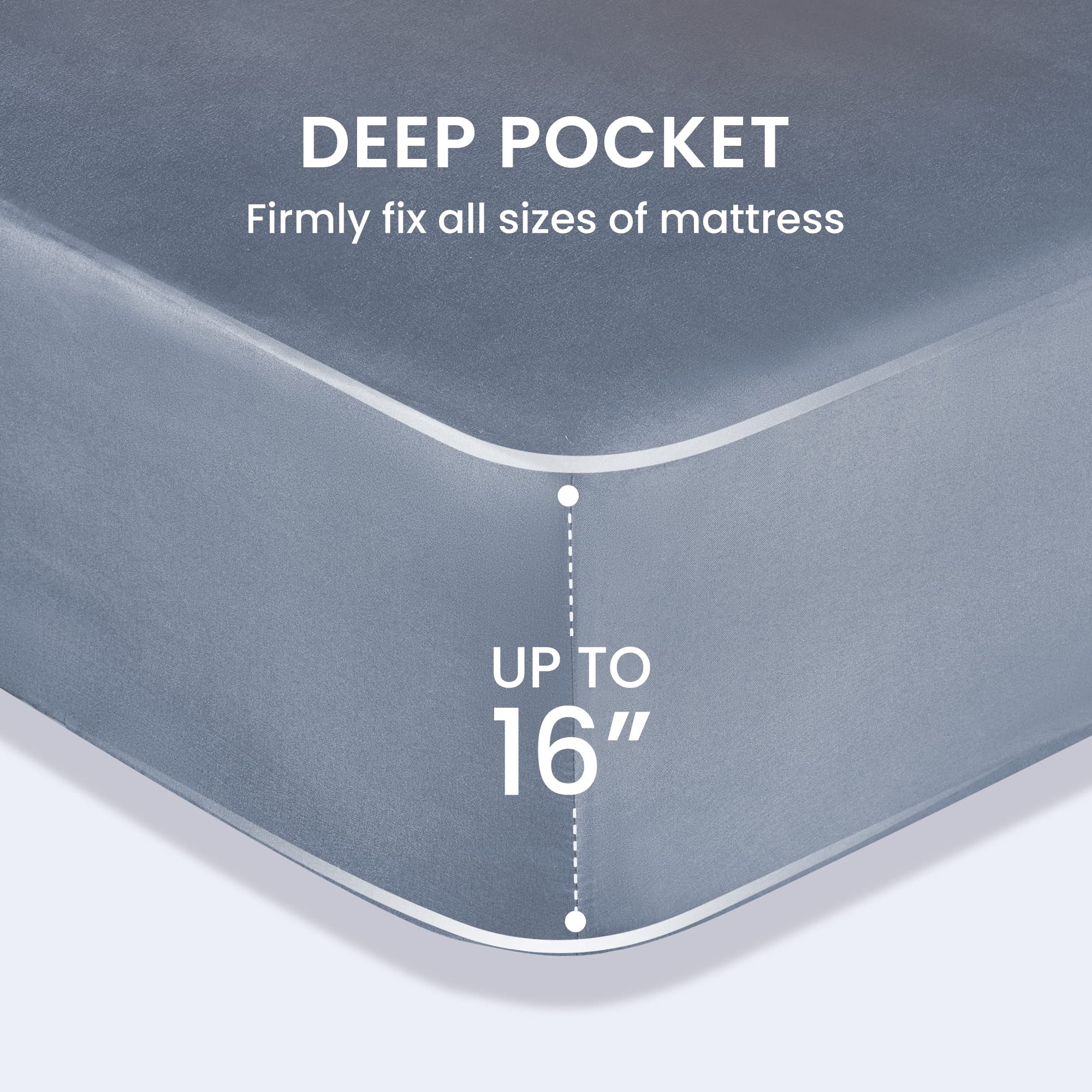SLEEP ZONE® Nanotex® Super Soft Cooling Full Size Bed Sheets Set 4 Piece - Easy Care Fitted Flat Sheet & Pillowcase Sets - Wrinkle Free, Fade Resistant, Deep Pocket 16" (Flint Blue, Full)