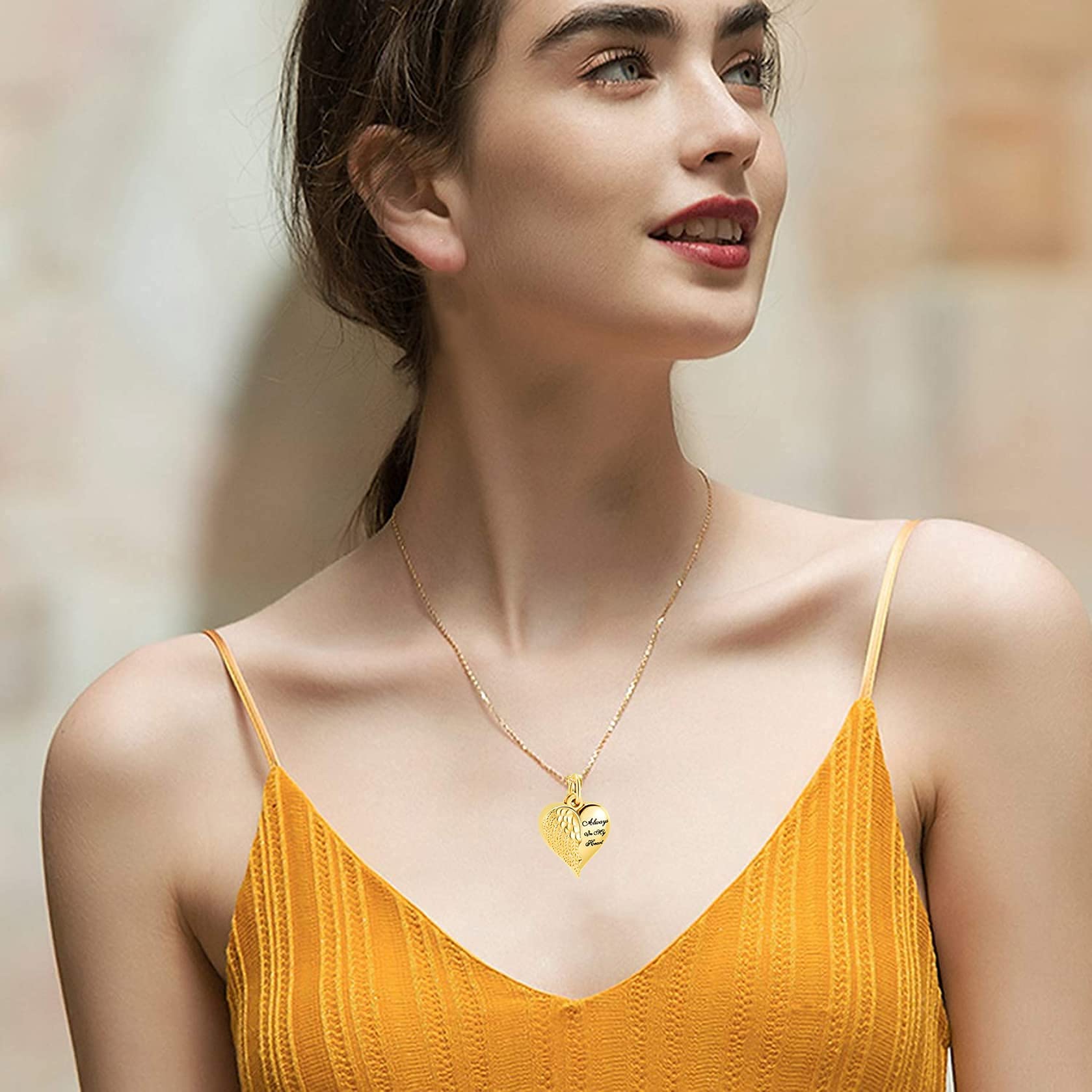 zeqingjw Always in My Heart Urn Necklace Cremation Jewelry for Ashes Pendants Memorial Lockets Keepsake Jewelry (Colorful-2)