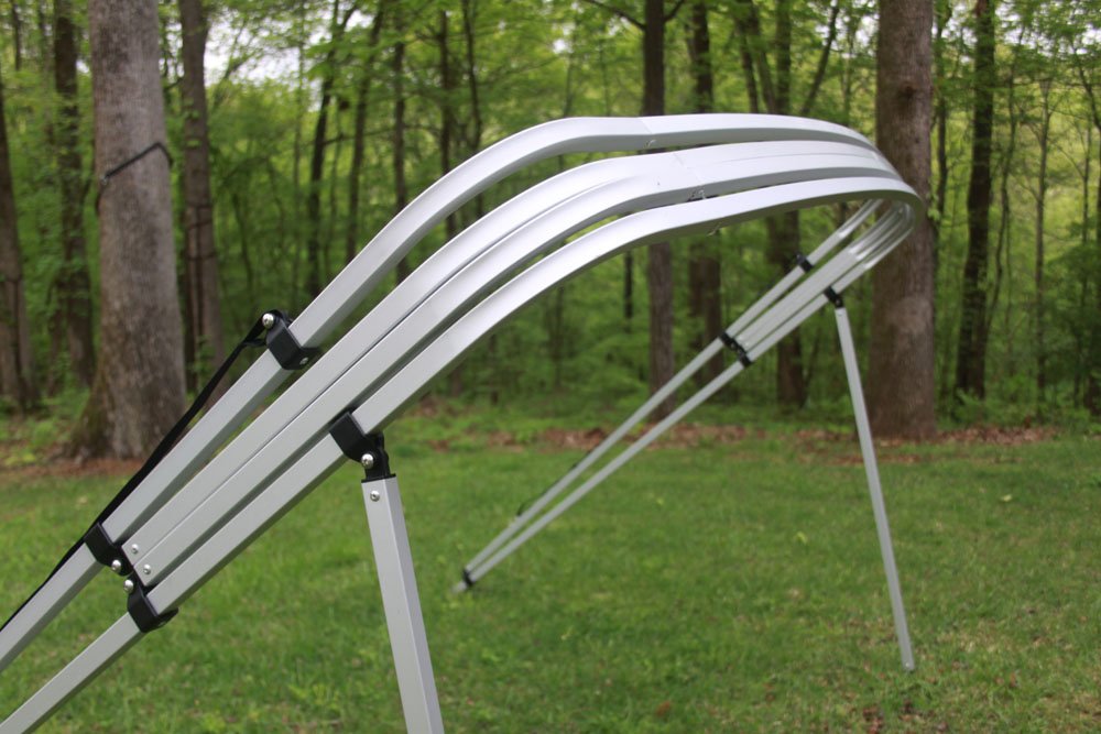 Vortex Direct Dark Green Fabric Square Tube Frame 4 Bow Bimini, 10' Long, 91"-96" Width