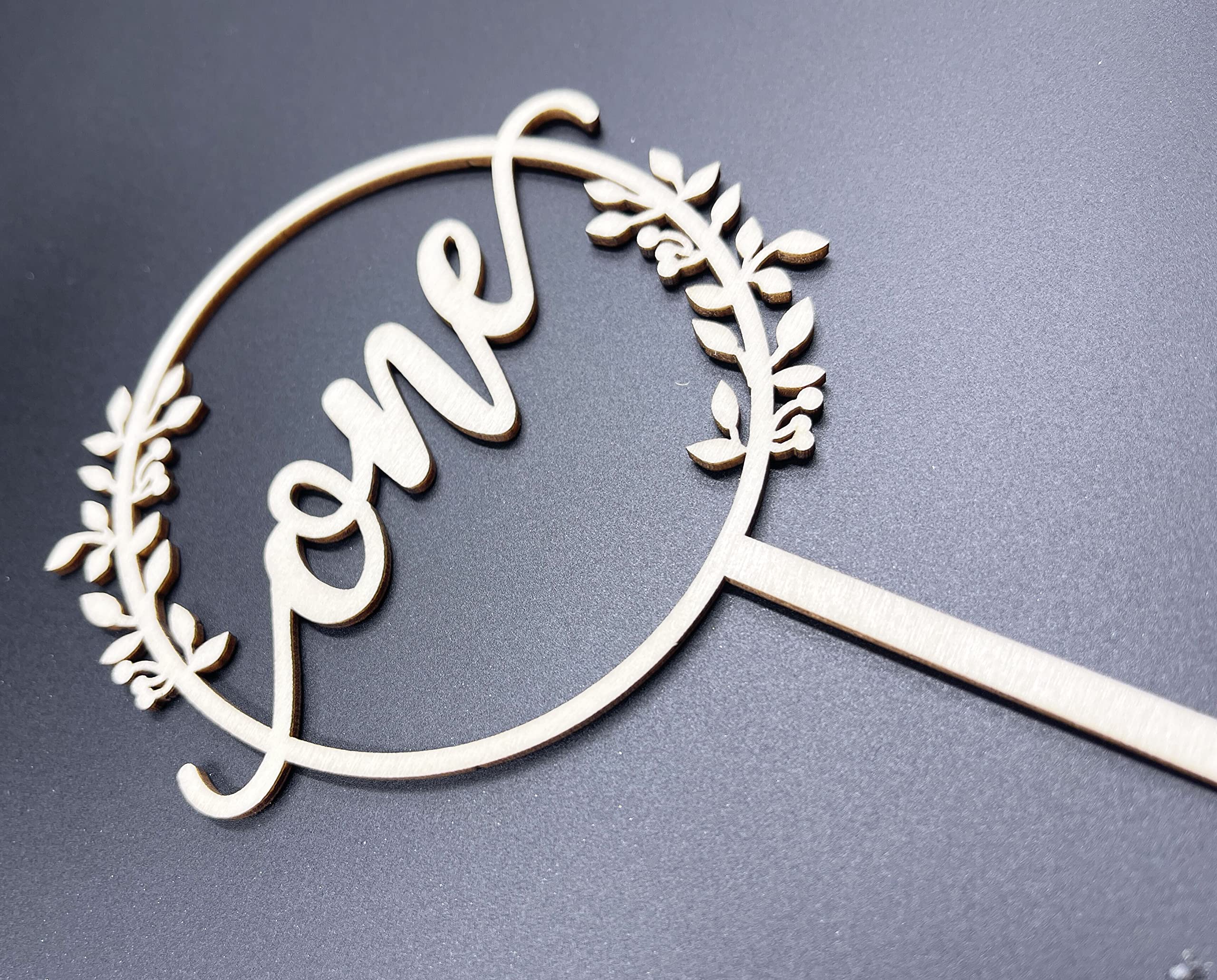 Wooden Gold One 1st Cake Topper New Borth Age Happy Birthday Cake Decorations First Anniversary Double Face