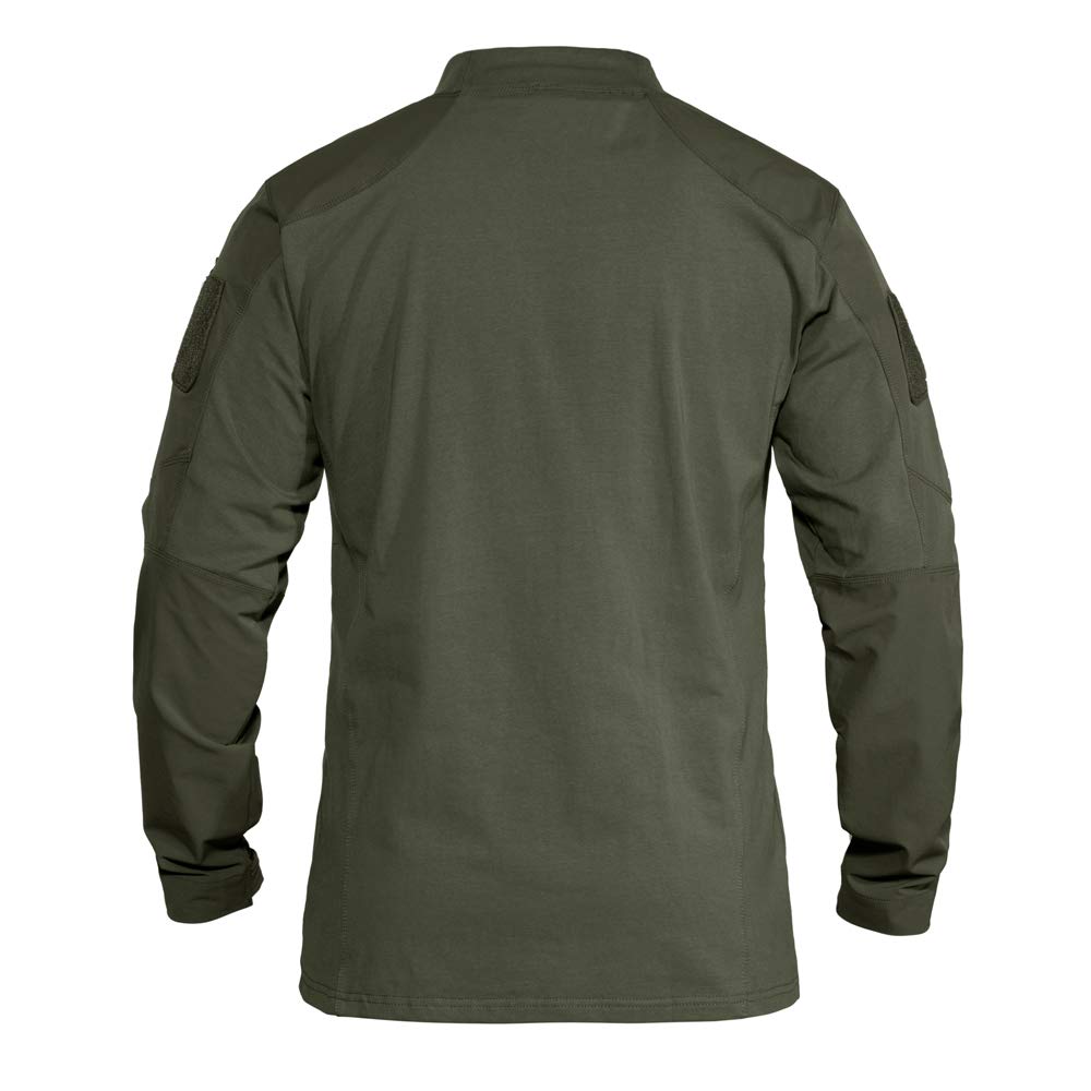 TACVASEN Active Shirts for Men Long Sleeve Cotton Outdoor Performance Tactical Polo Shirts Green 2XL