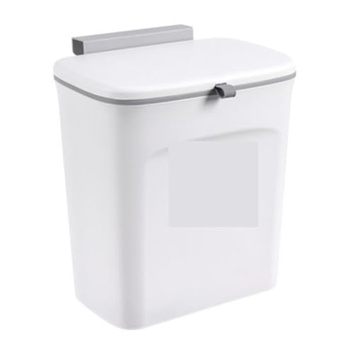 ZICANA Wall Mounted Trash Can with Lid Waste Bin Kitchen Cabinet Door Hanging Trash Bin Garbage Car Recycle Dustbin Rubbish Can Kitchen Trash cans (Color : White with Lid 7L)