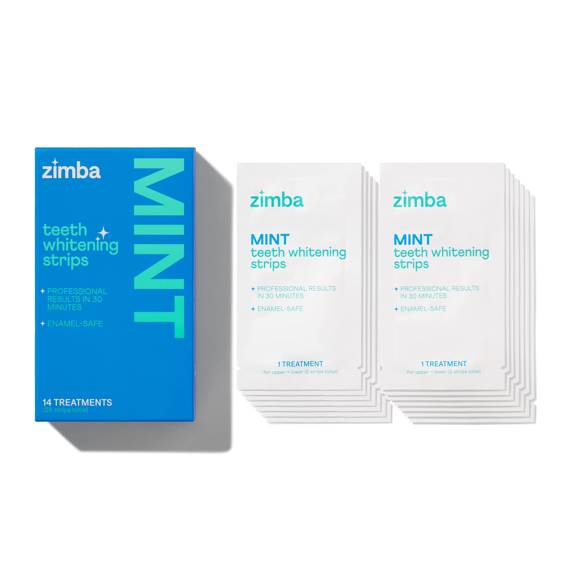 Zimba Strawberry Flavored Teeth Whitening Strips | Vegan, Enamel Safe Hydrogen Peroxide Teeth Whitener for Coffee, Wine, Tobacco, and Other Stains | 14 Day Treatment | Strawberry