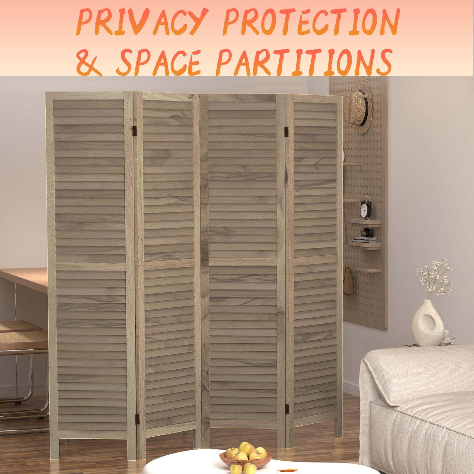 Room Divider Screen, 5.6FT Tall Wood Room Divider Wall, Folding Room Dividers, Louver Privacy Screen, Indoor Partition Room Dividers for Home Office Restaurant Bedroom (6 Panel)