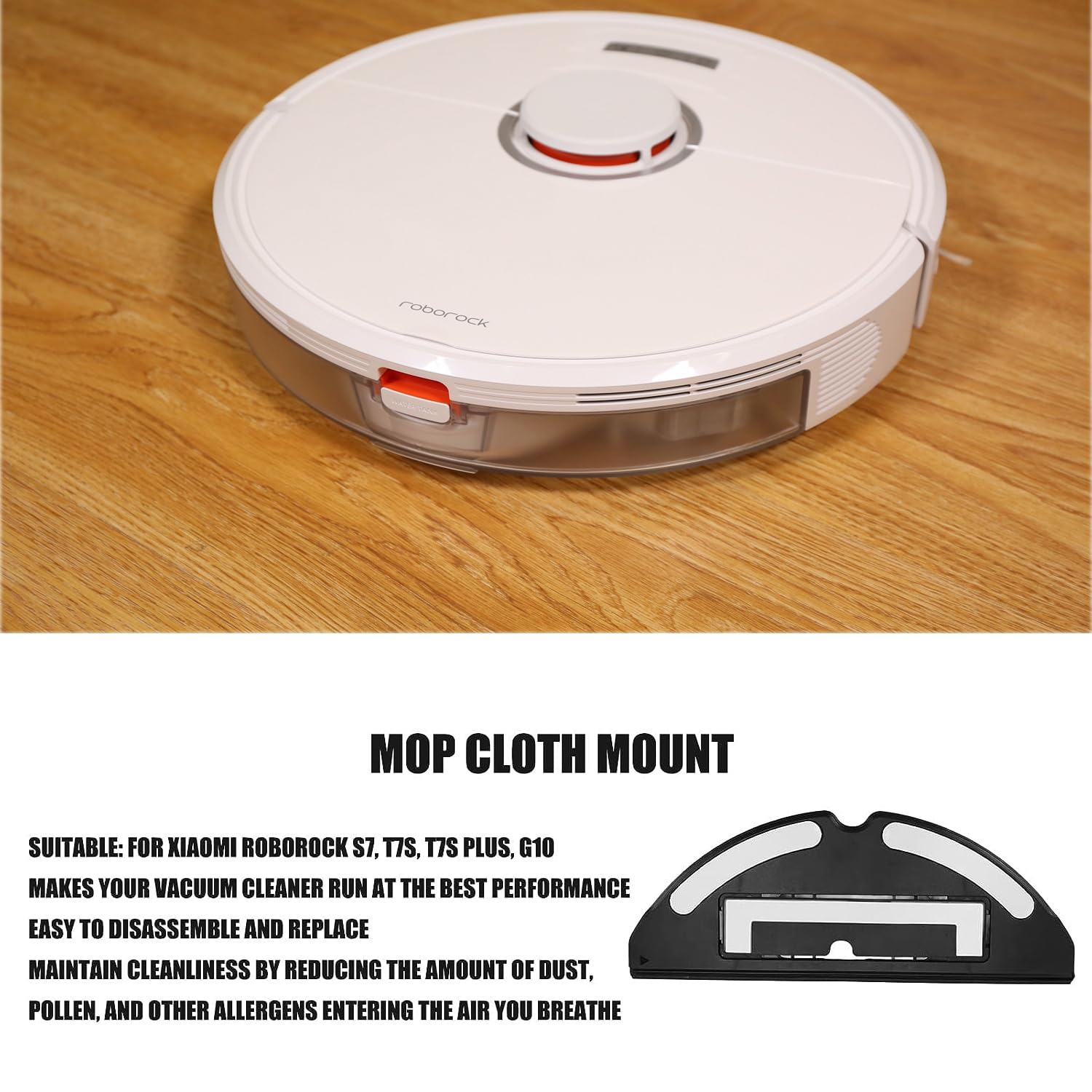 Vacuum Mop Replacement Pad holder Sweeping Robot Mop Bracket Vacuum Cleaner Mop Plate Electrical Controlled Mop Mount Holder Vacuum Parts Vacuum Cleaner Accessory Compatible with Roborock S7 T7 T7S