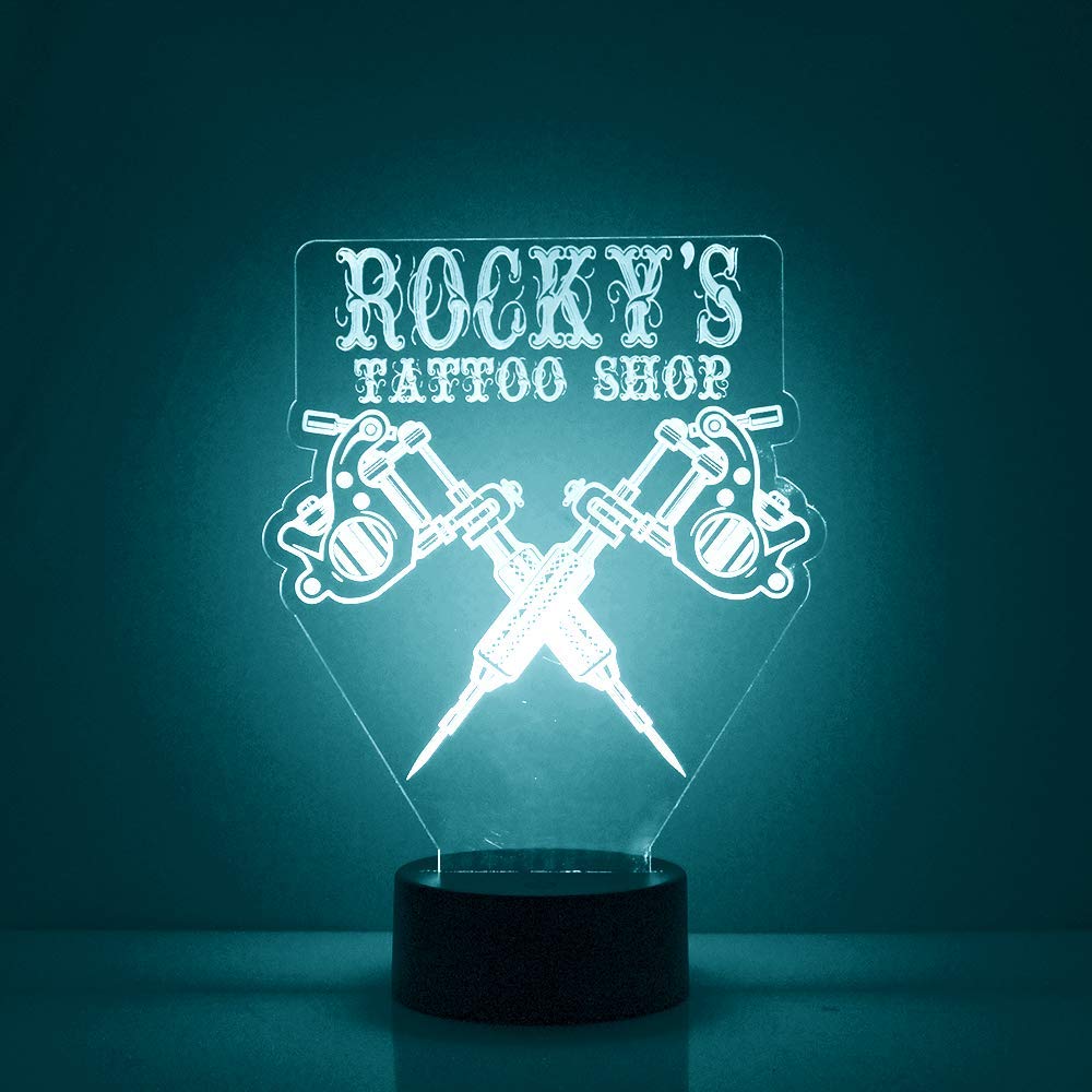 Tattoo Artist Tattoo Gun Personalized LED Sign/Lamp with Remote and 16 Changing Colors