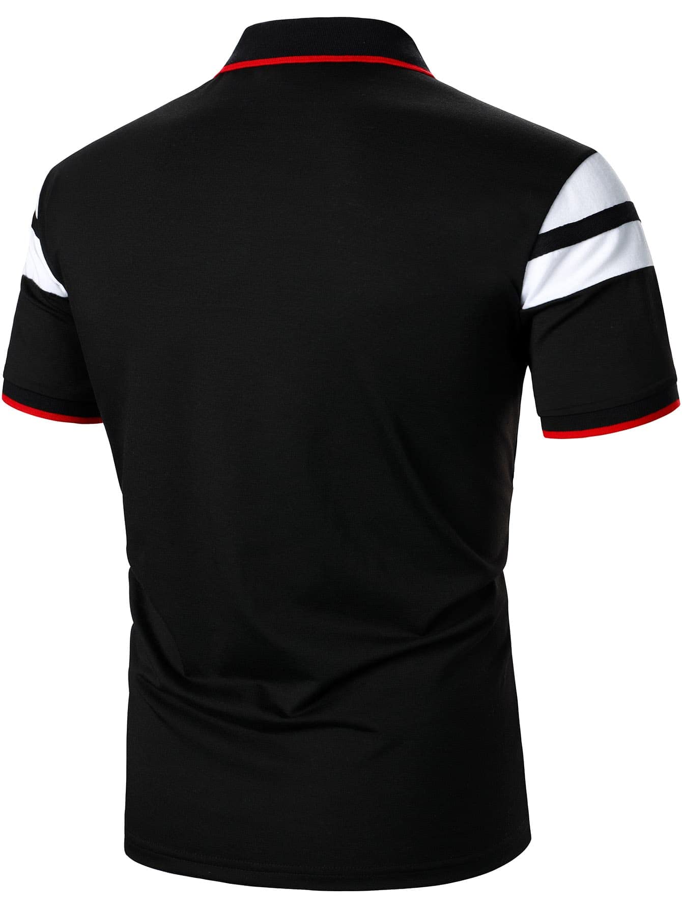 WDIRARA Mens Polo Shirts Short Sleeve Letter Graphic Color Block Casual Zipper Polo Shirts Men Coffe Blue S