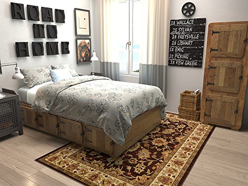 Unique Loom Voyage Collection Traditional Oriental Classic Intricate Design Area Rug, 5' 3" x 8' Rectangle, Brown/Cream