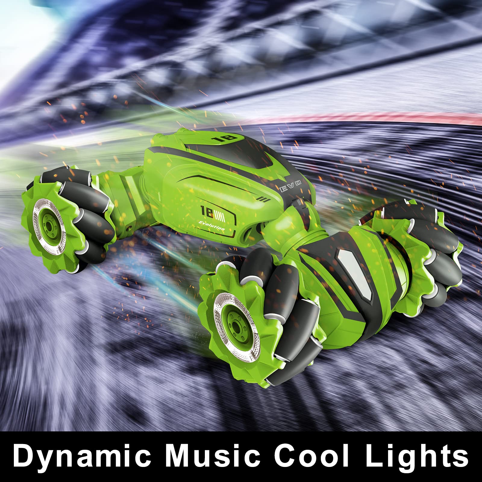 WISHTIME RC Stunt Car Toys Remote Control Double Sided Rotating Car