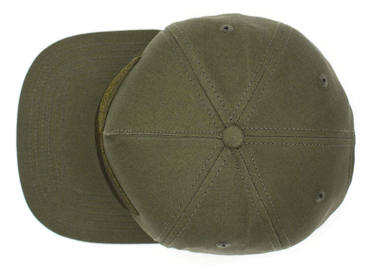 Uphily Olive Drab OD Green USA American Flag Flat Brim Bill Hat - High Profile Patriotic Snapback Baseball Cap for Men or Women