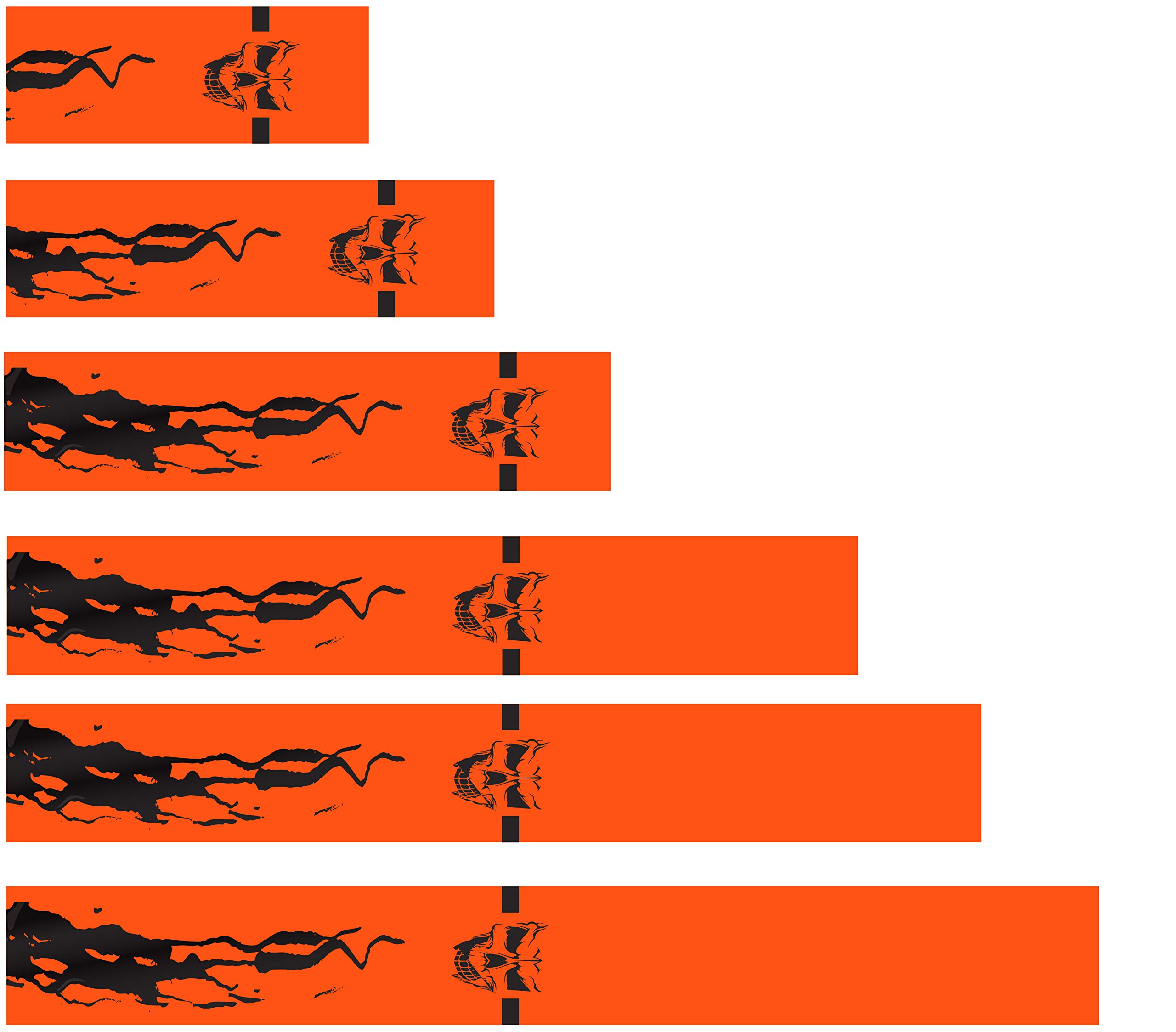 White Water Archery Orange Fluorescent Neon Blood Trail Skull Arrow Wraps 15pc Pack Choose Length Width (6.75)