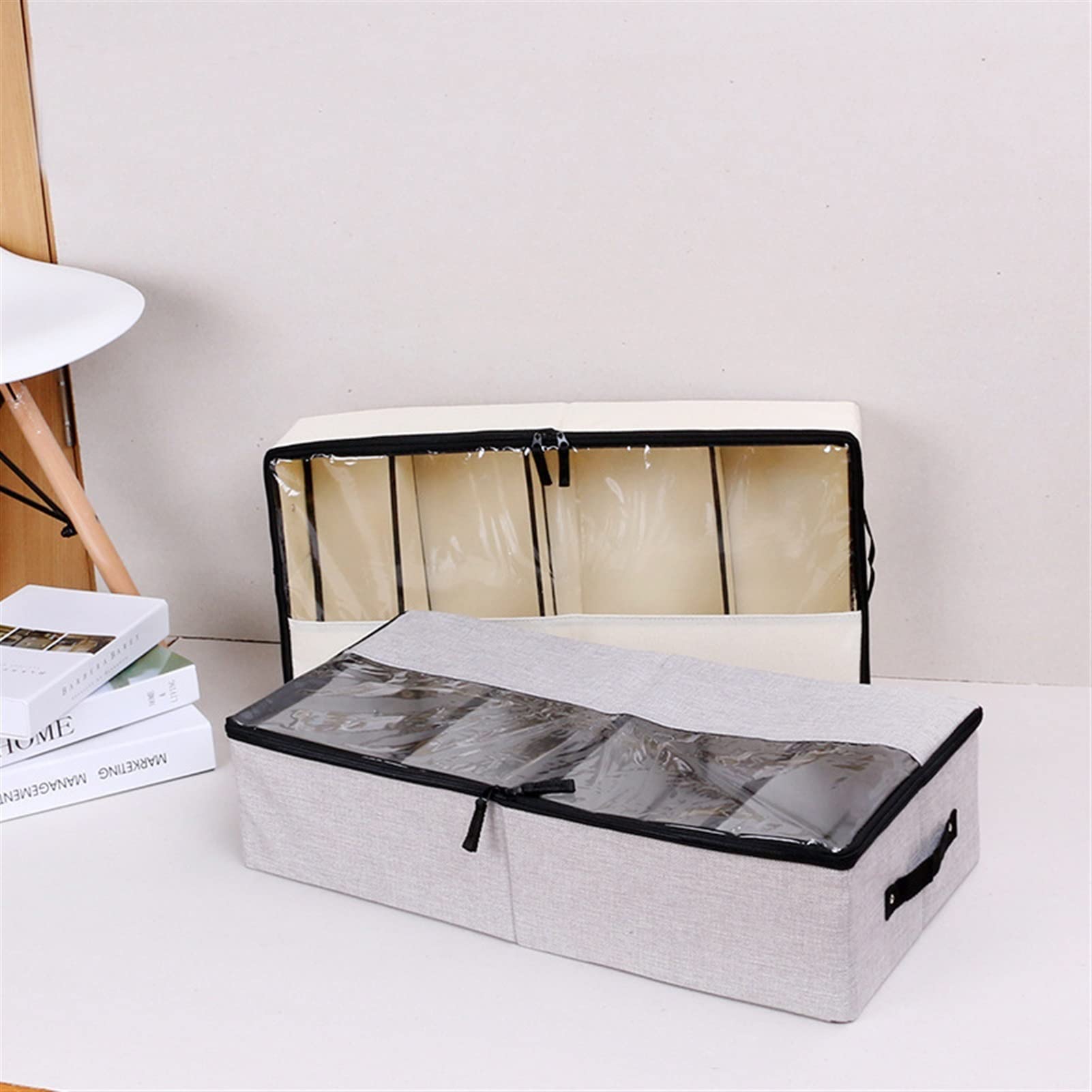 Transparent Creative Shoes Cabinet Foldable Divided Grid Shoe Box Grids Shoes Storage Bag Shoes Organizer Holder Box (Color : Z) (Light Grey)