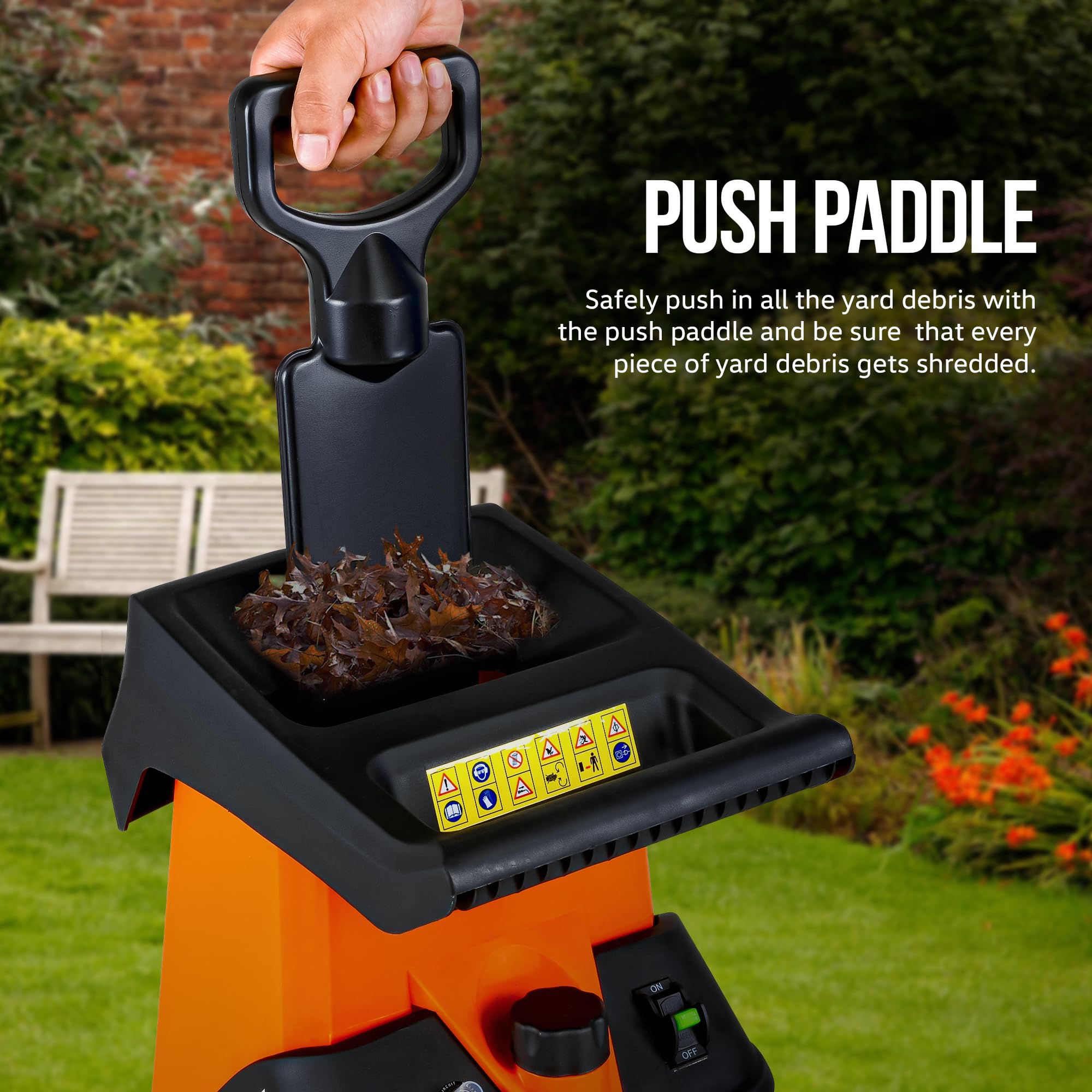 SuperHandy Leaf Shredder Mulcher, Corded Electric, 17:1 Reduction, 15A 1800W 120VAC Dual Edge Blades, for Brush, Sticks, Dry Debris