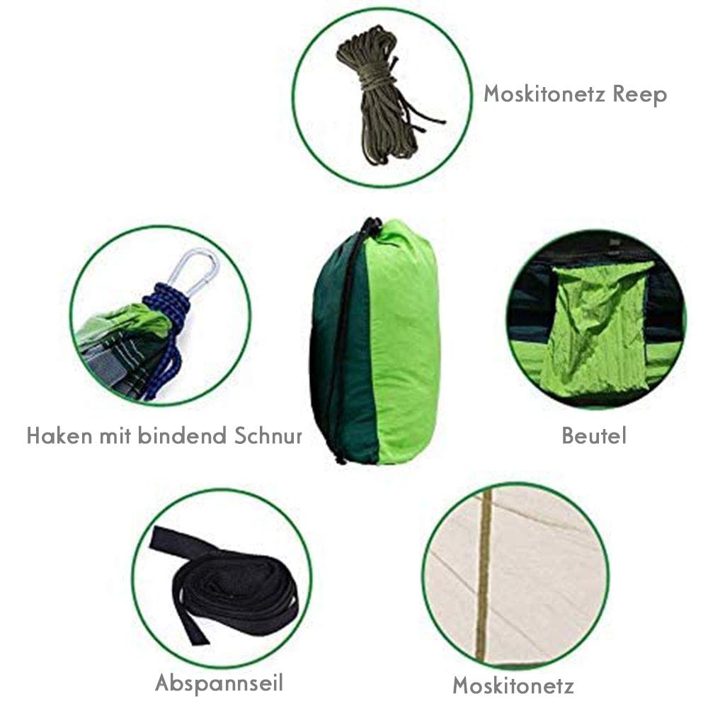 TAVOLOZZA Camping Hammock with Mosquito/Bug Net, 10ft Hammock Tree Straps and Carabiners, Easy Assembly, Portable Parachute Nylon Hammock for Camping, Backpacking, Survival, Travel, Indoor & More