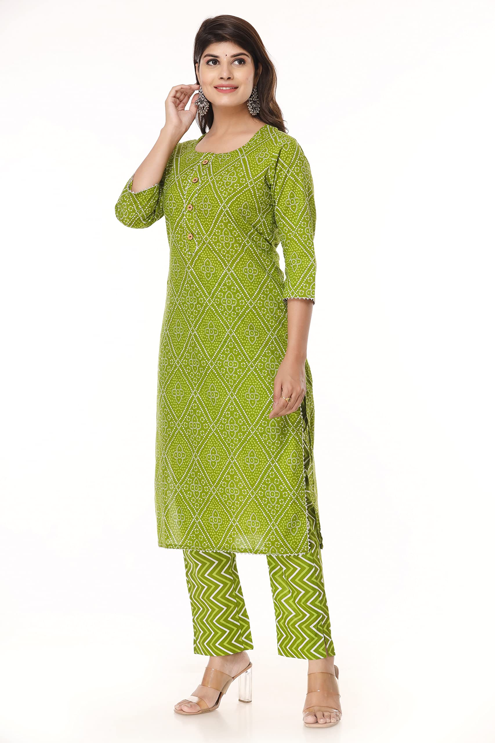 Vihaan Impex Indian Green Kurti Set for Women with matching Pant