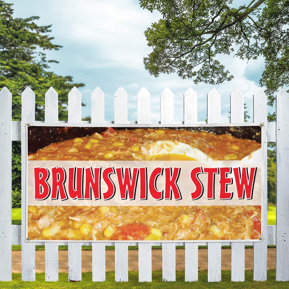 Vinyl Banner Multiple Sizes Brunswick Stew Restaurant Cafe Bar Restaurant & Food Outdoor Weatherproof Industrial Yard Signs Brown 4 Grommets 24x36Inches