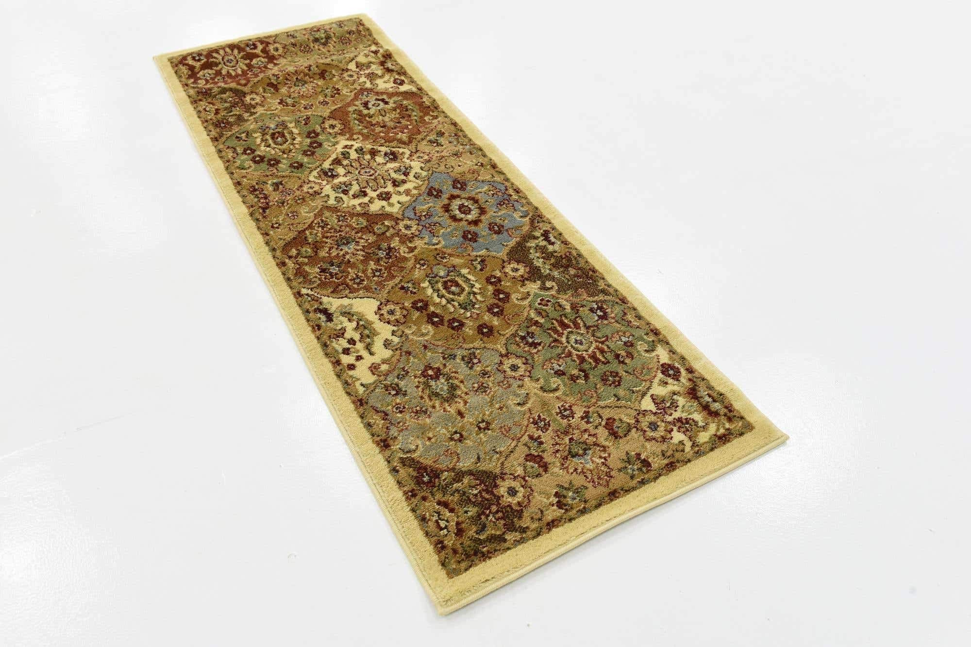 Unique Loom Voyage Collection Traditional Oriental Classic Intricate Medallion Design Area Rug, Runner 2' 2" x 6' 0", Ivory/Brown