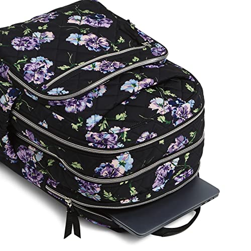 Vera Bradley Women's Performance Twill XL Campus Backpack, Floating Plum Pansies, One Size