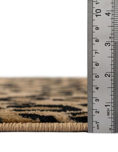 Unique Loom Wildlife Collection Area Rug - Leopard (9' x 12' Rectangle, Light Brown/ Black)